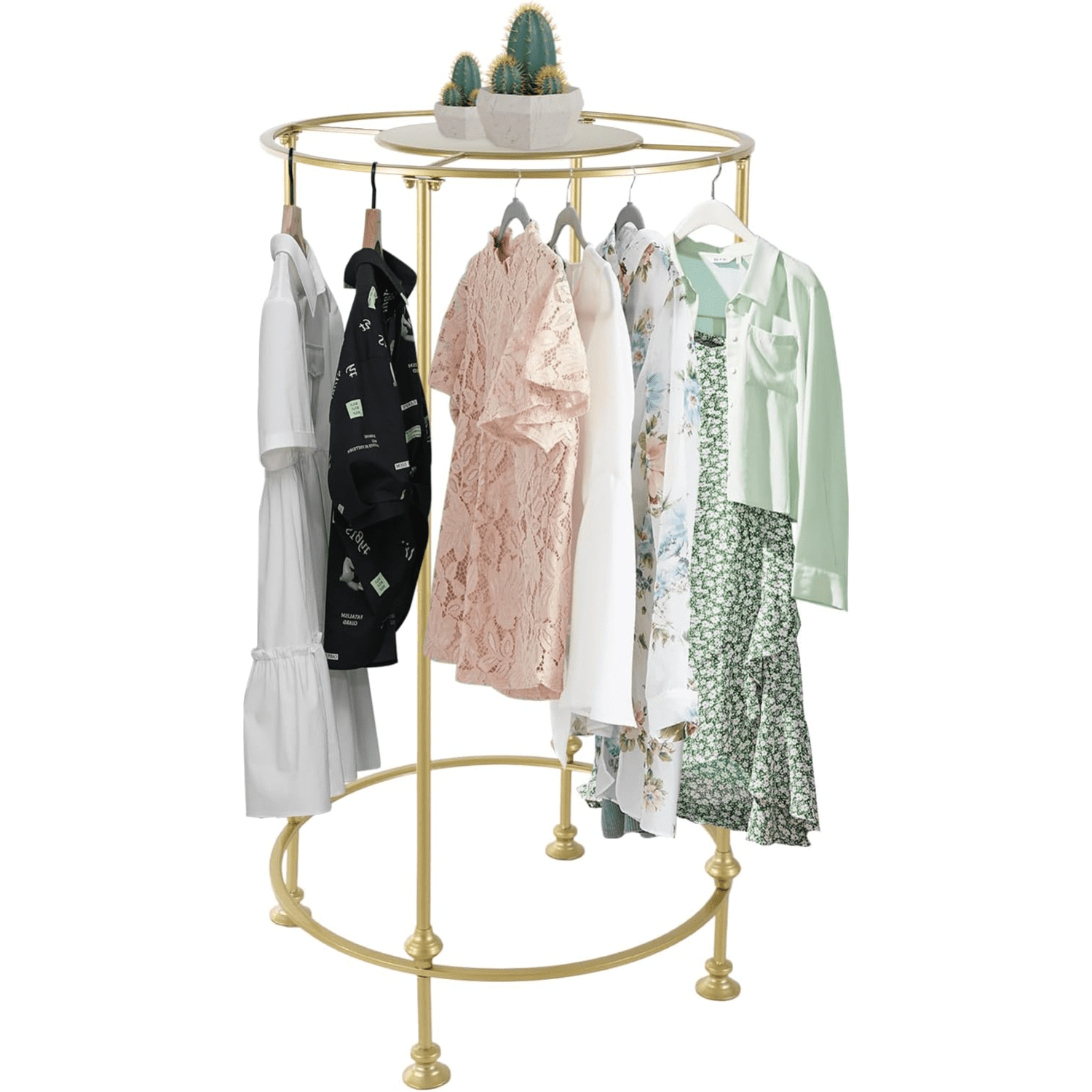 SASYXDC Round Garment Floor Standing Iron clothes Hanging with Topper ...