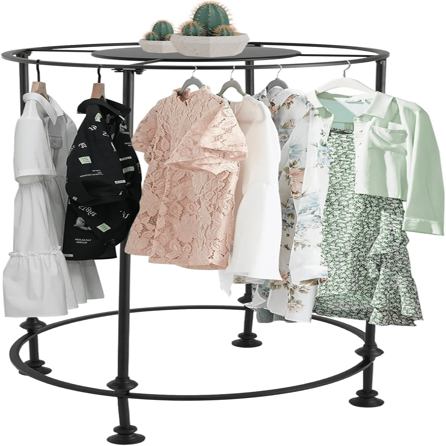 sasyxdc Round Garment Floor Standing Iron clothes Hanging with Topper ...