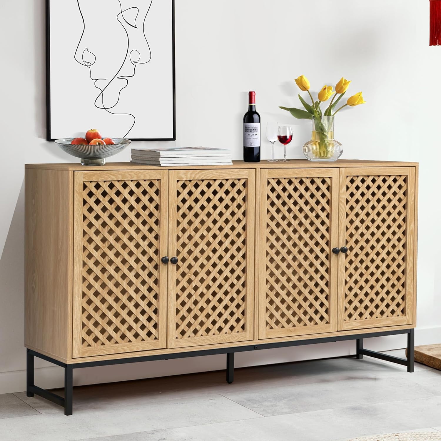 SASYXDC Sideboard Buffet Cabinet with Storage Farmhouse Storage Cabinet ...