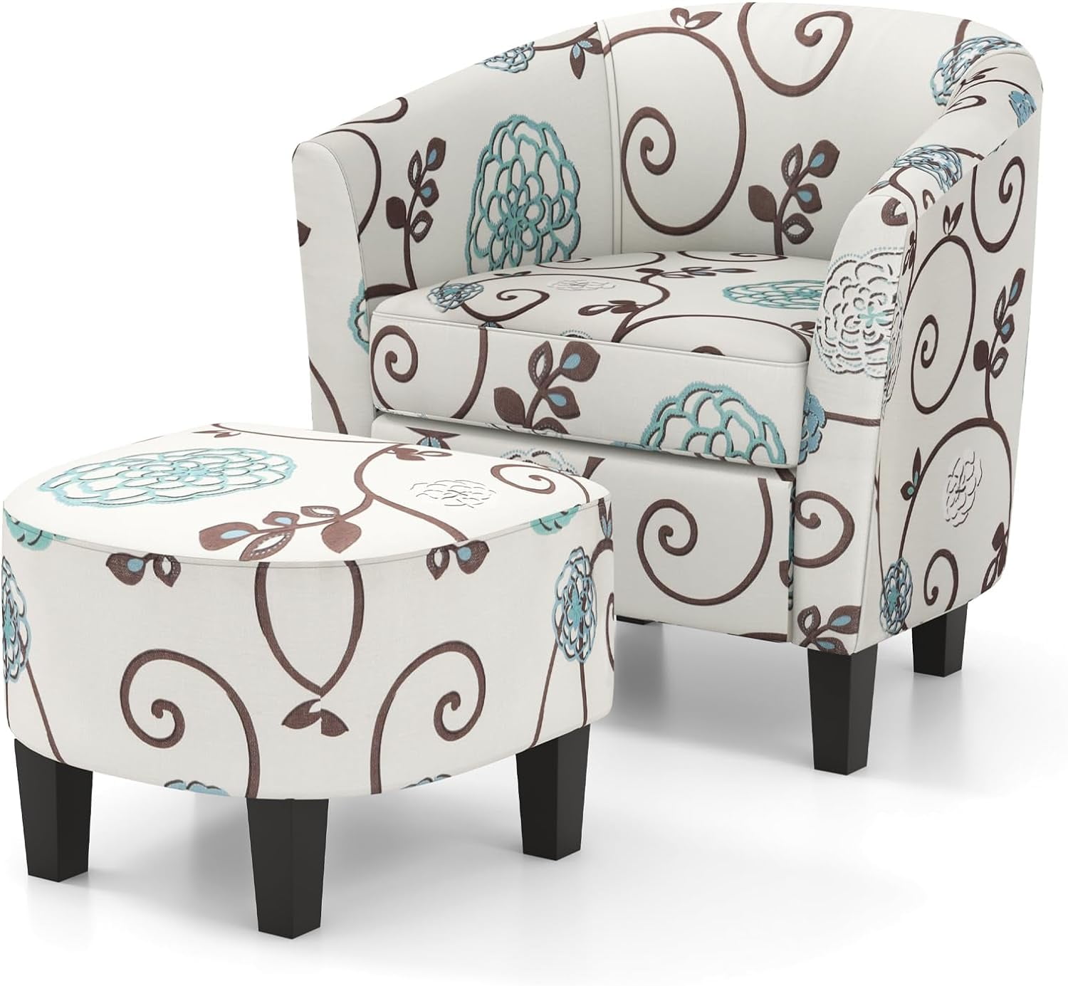 SASYXDC Small Accent Chair with Ottoman Set Upholstered Barrel Chair ...