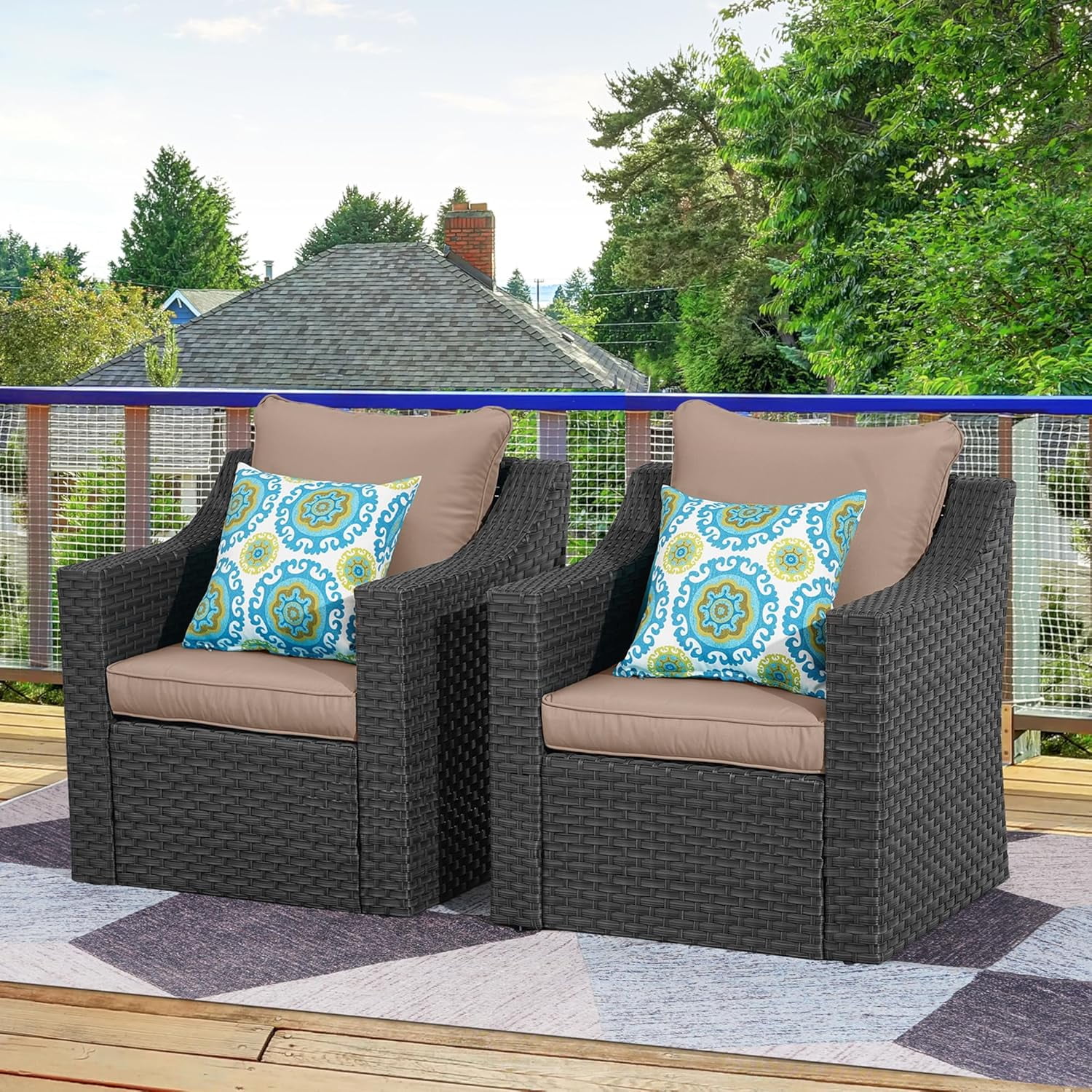 SASYXDC Small Patio Furniture Set with Glass Coffee Table PE Rattan ...