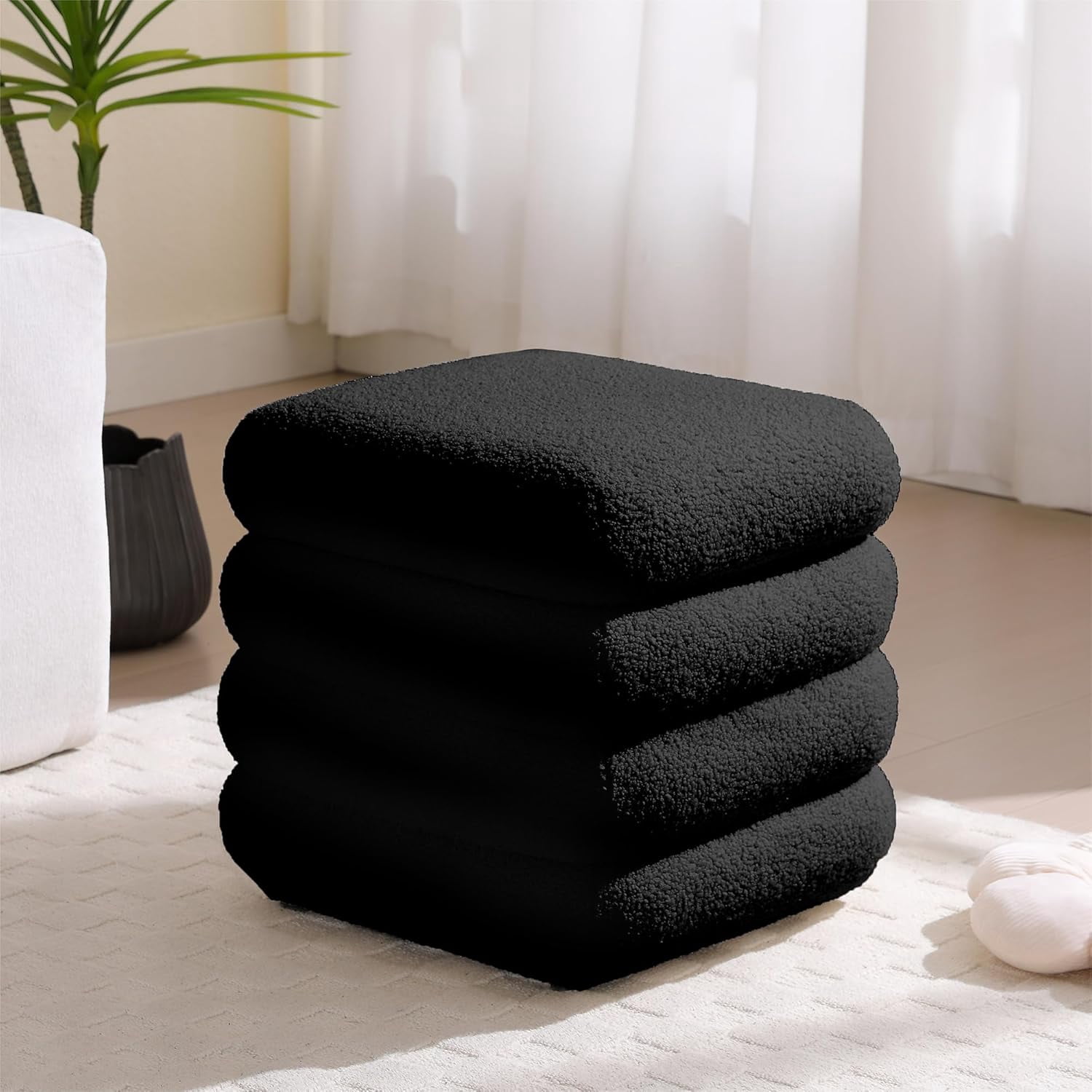 Square Sherpa Storage Ottoman 19 Inch Couch Storage Foot Rest for ...