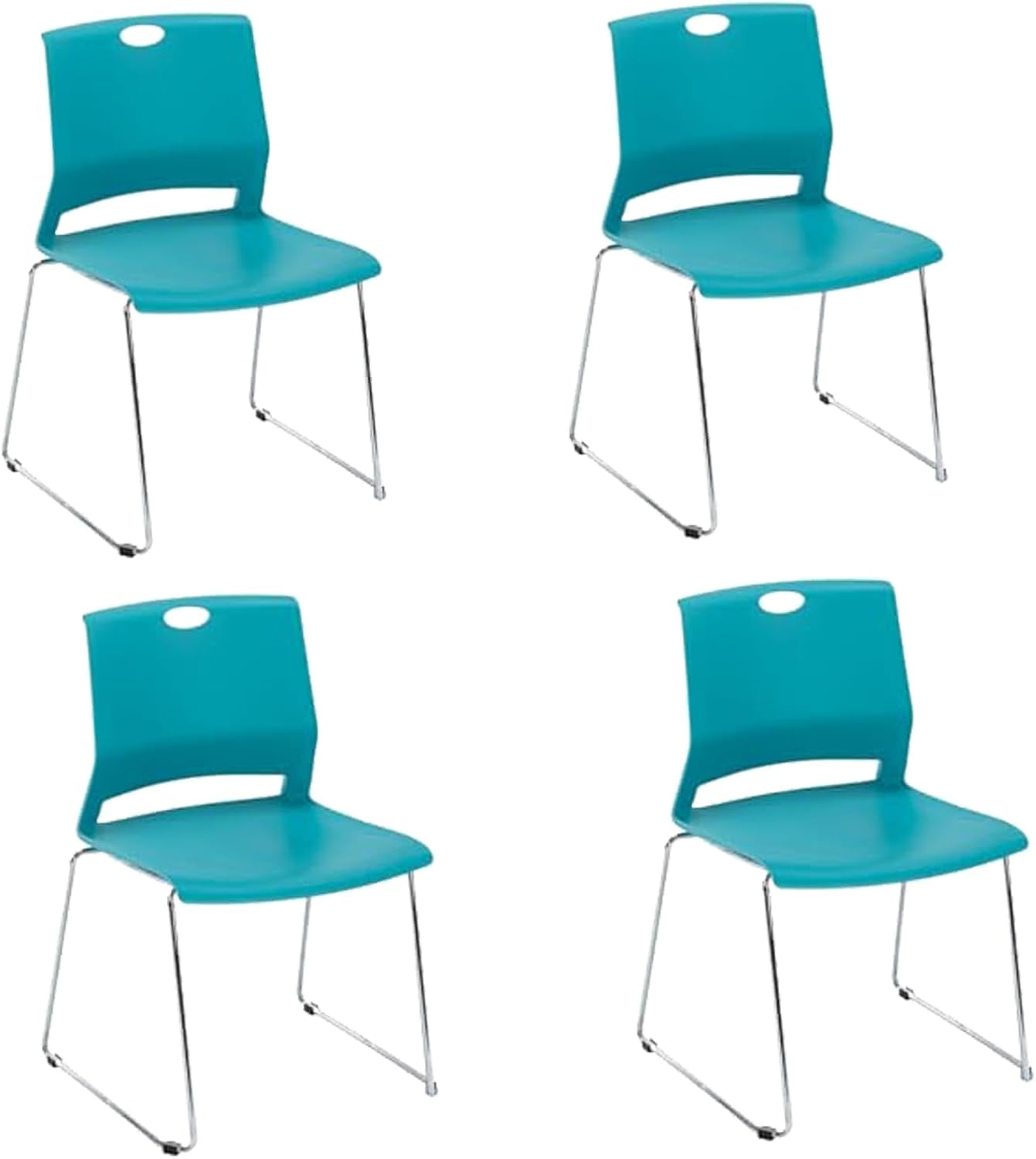 SASYXDC Stackable Plastic Chairs Red School Chairs with Wide Seat 4 ...