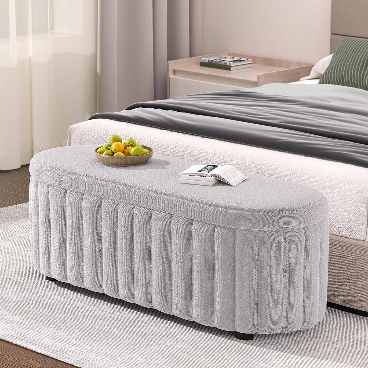 SASYXDC Storage Ottoman Bench 46 Inch Upholstered Bench & Ottoman with ...