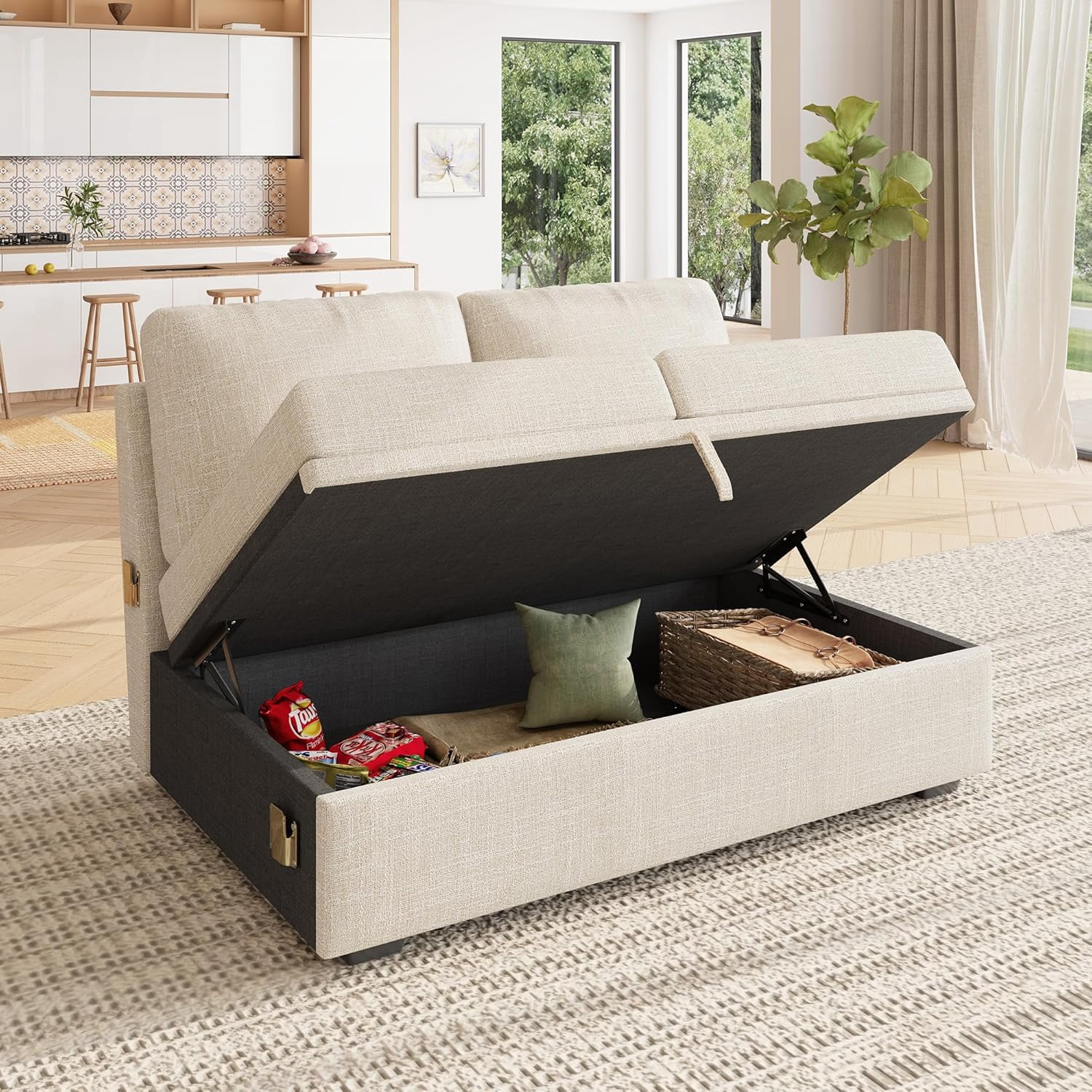 SASYXDC Storage Ottoman Module for Sectional Sleeper Sofa with Pull Out ...
