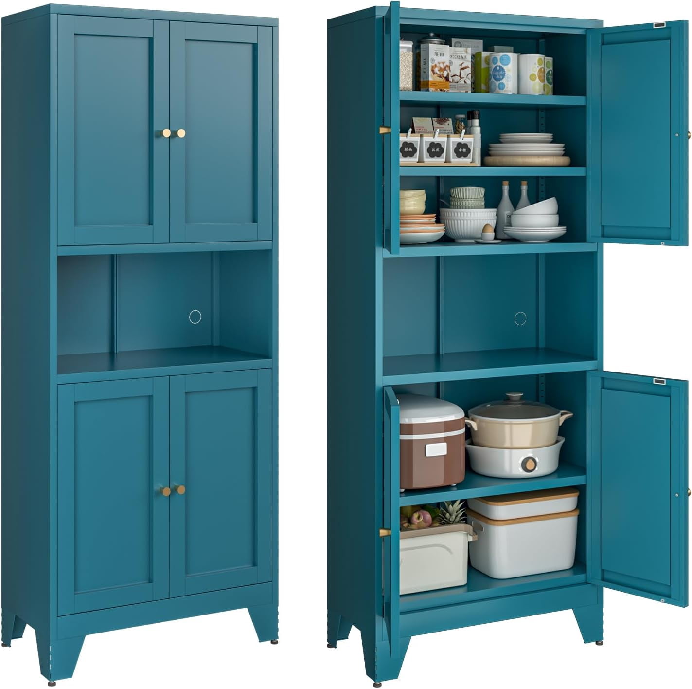 SASYXDC Tall Bathroom Storage Cabinet Slim Floor Metal Cabinet with ...