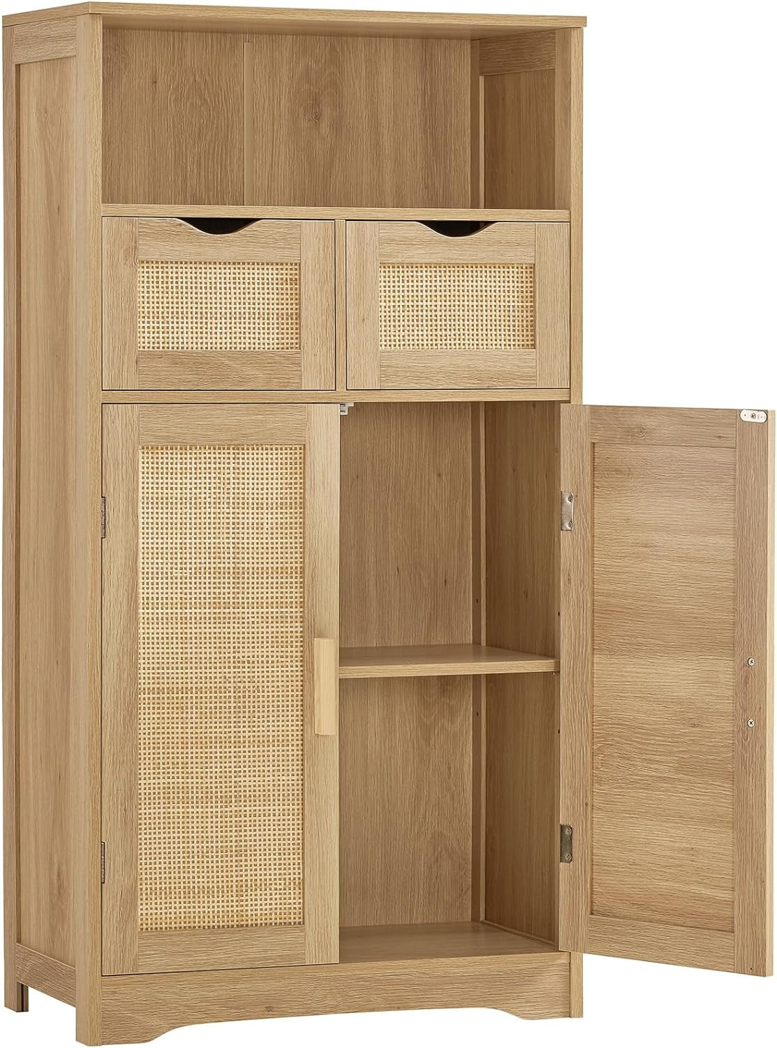 SASYXDC Tall Storage Cabinet with 2 Drawers & Adjustable Shelves ...