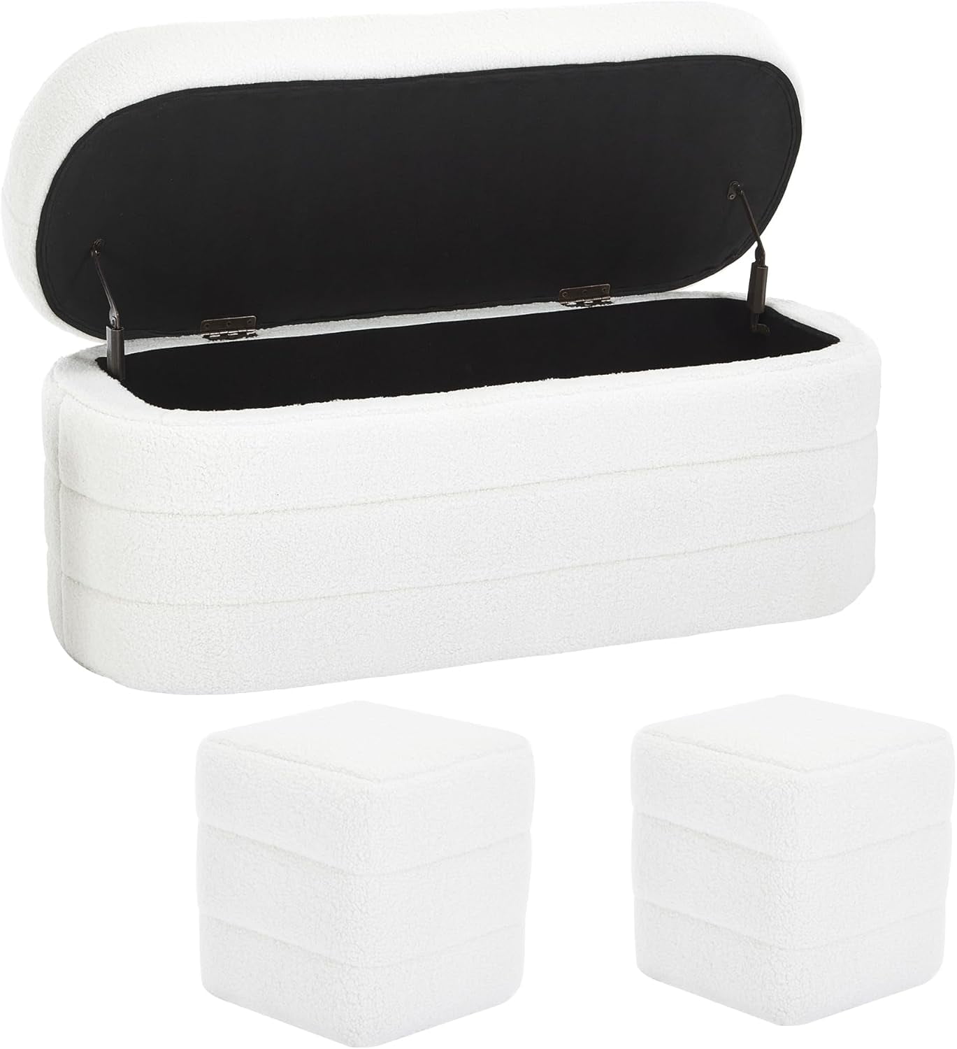 SASYXDC Teddy Storage Ottoman Bench 43" Upholstered Storage Bench for ...