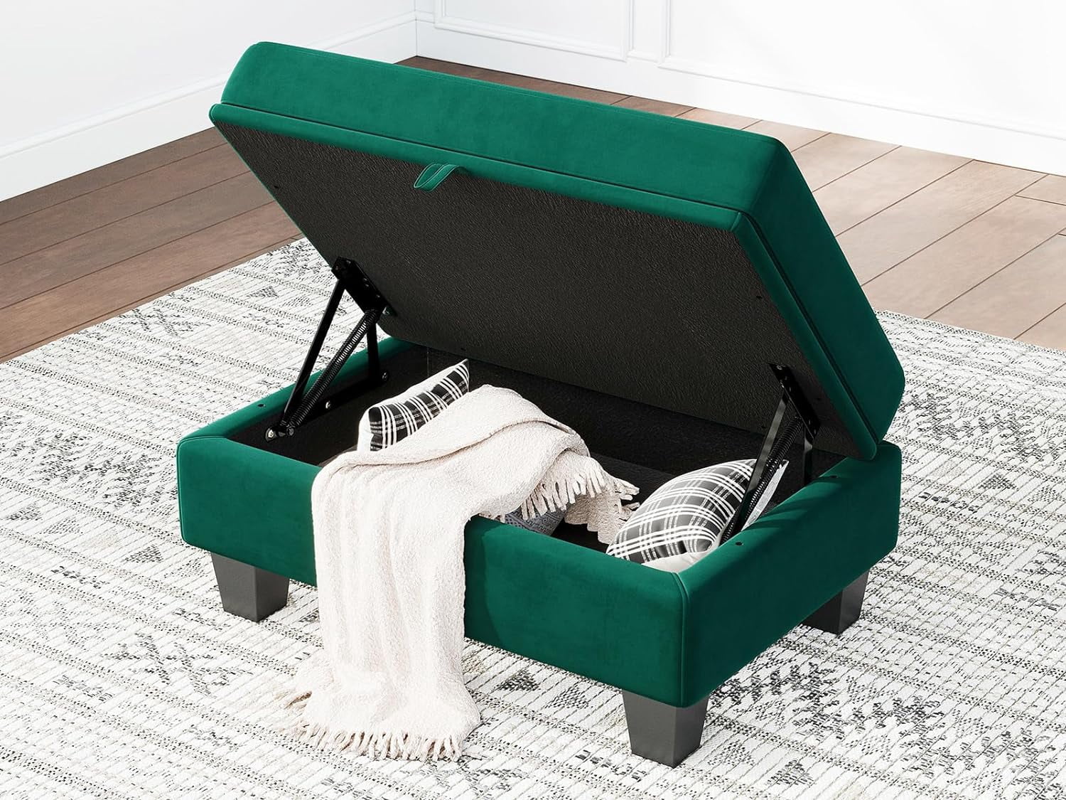 SASYXDC Velvet Convertible Storage Chaise Ottoman with Back Side for ...
