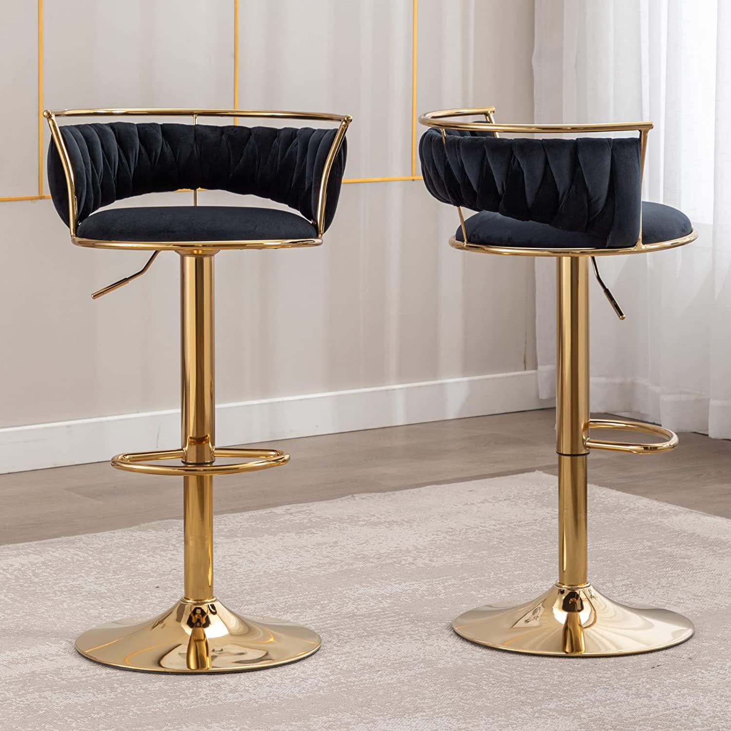 Woven Bar Stools Adjustable Counter Height Bar Stools with Back and ...