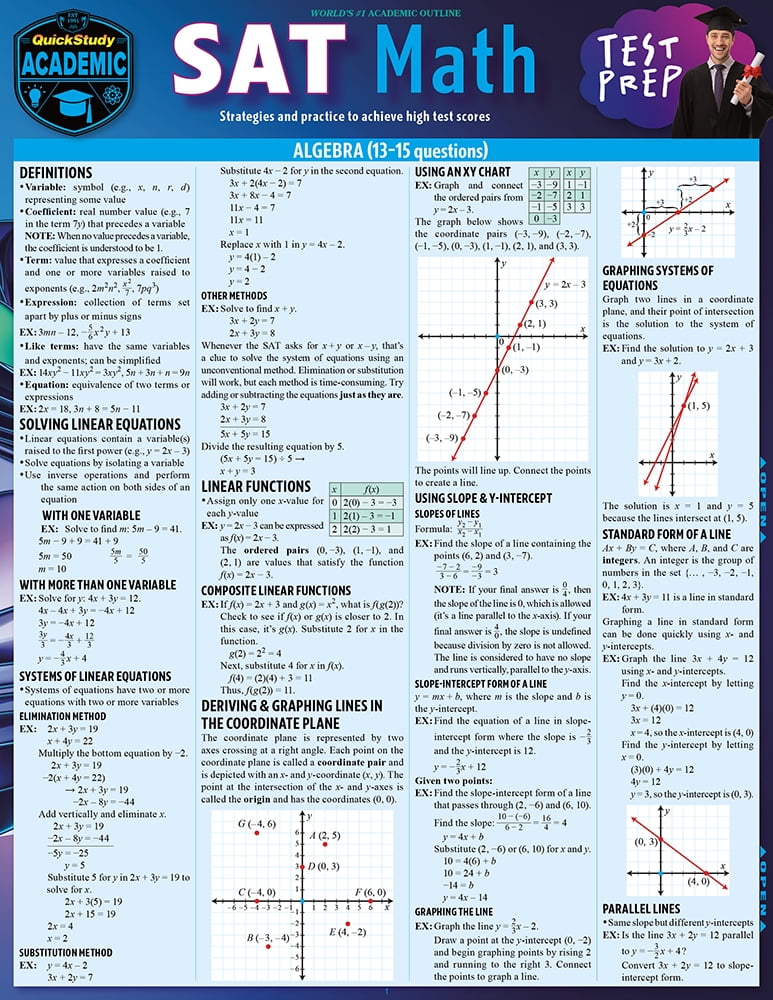 SAT Math Test Prep : a QuickStudy Laminated Reference Guide (Edition 2 ...