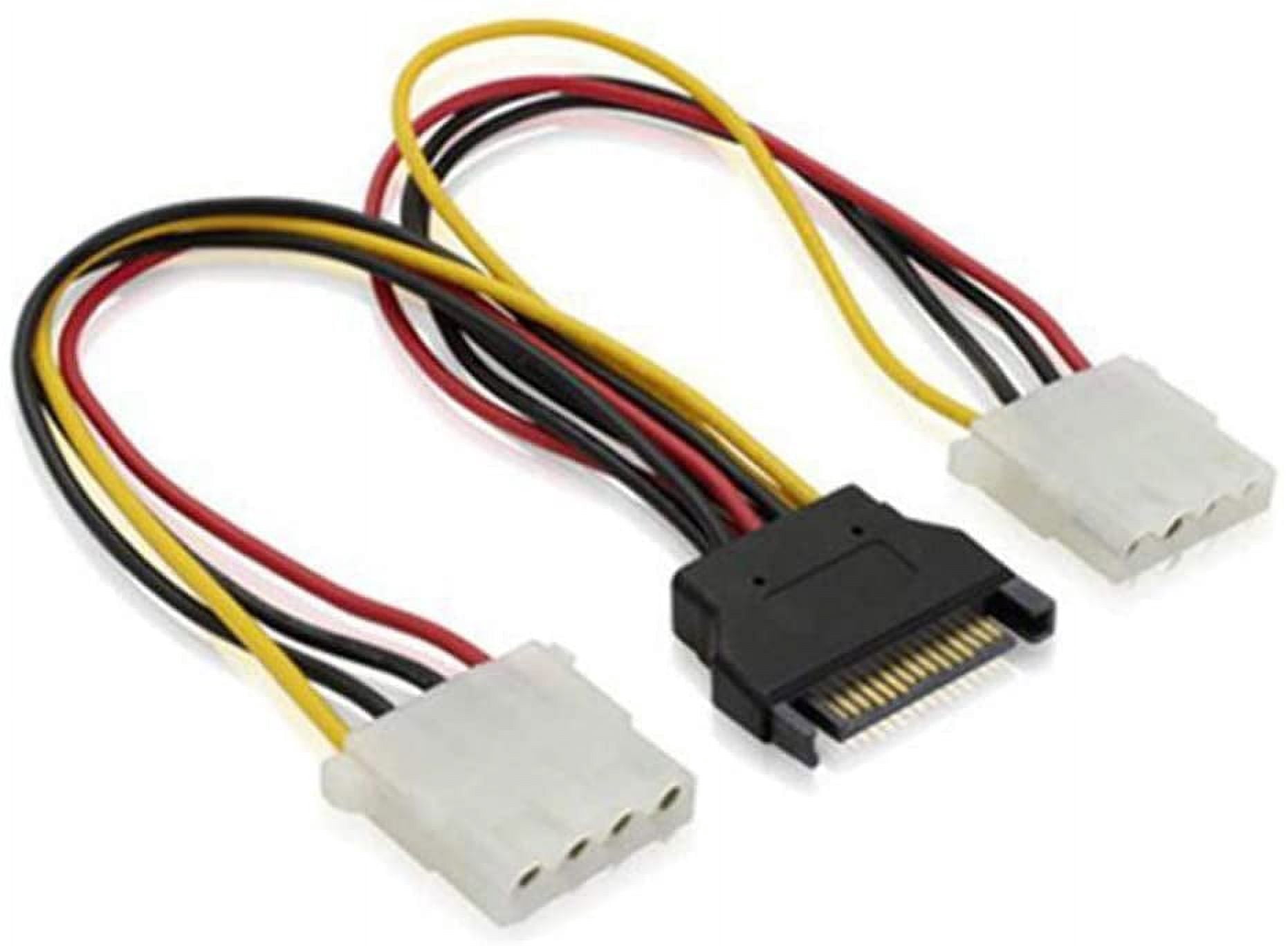 SATA 15 Pin Power to 2 X 4 Pin Molex Power Y-Cable - Walmart.com
