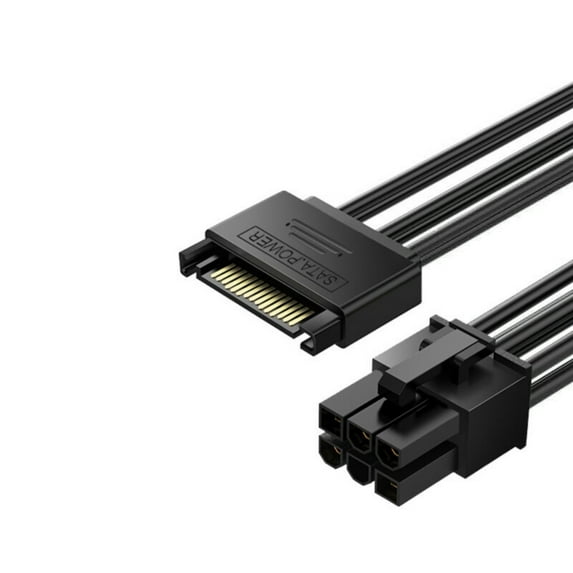 SATA 15Pin to 6Pin Power Cable for Video Card Power Adapter Cord Stable ...