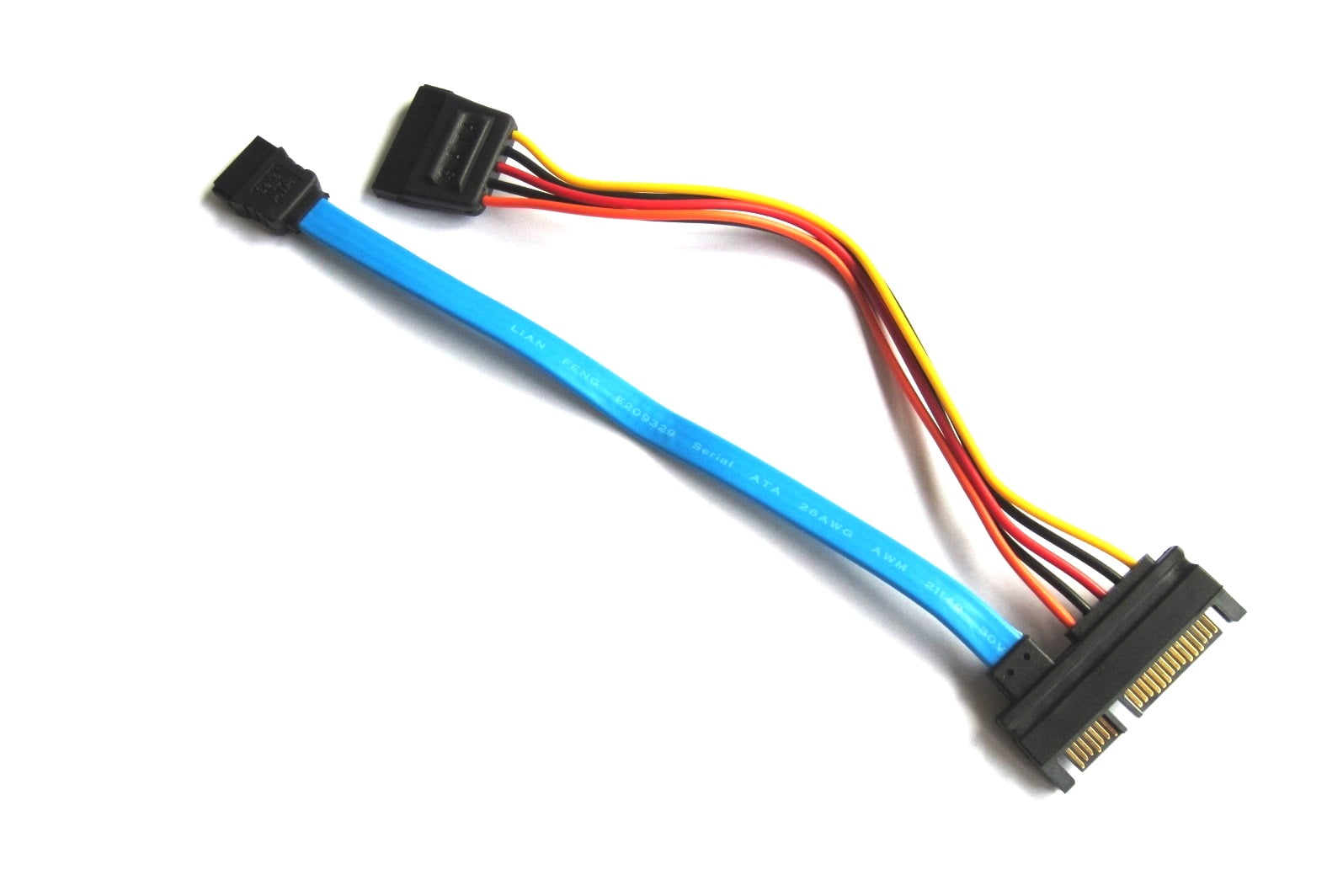 SATA 22 Pin Male to 7 Pin SATA Cable with 15 Pin SATA Female Power ...