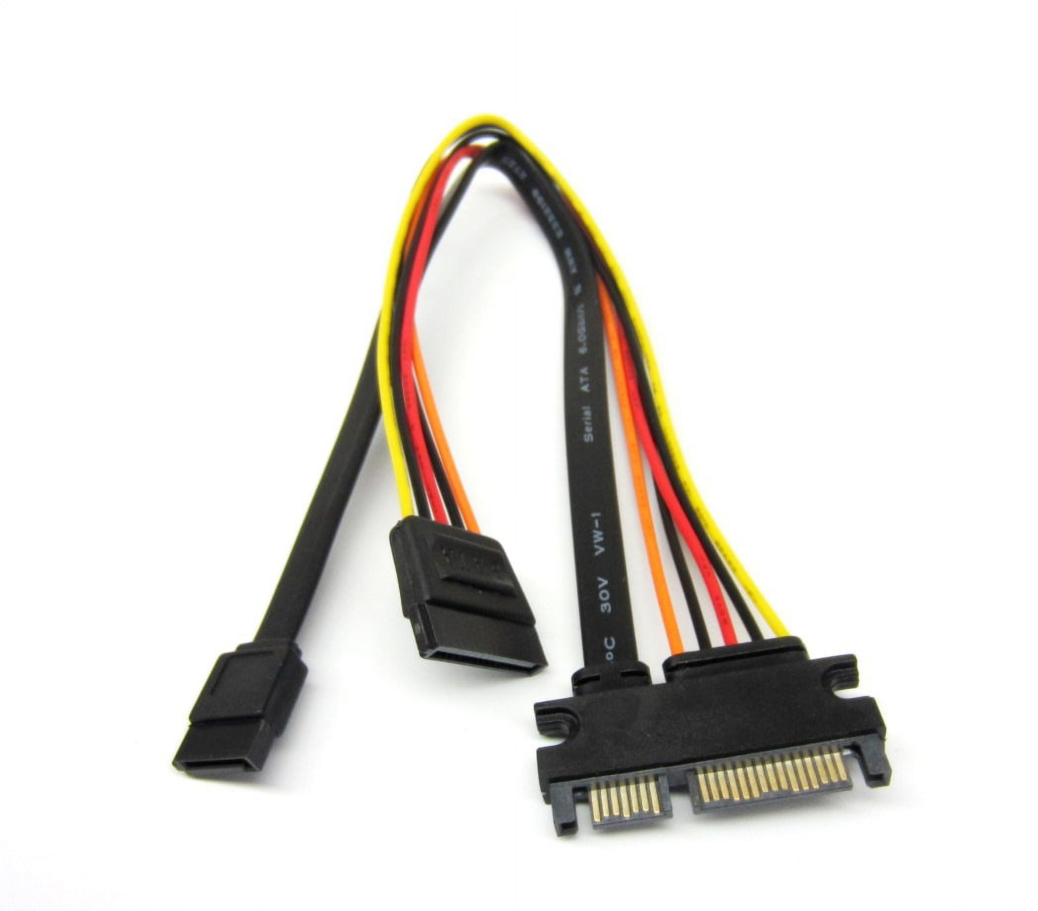 SATA 22 Pin Male to SATA III 7 Pin and 15 Pin SATA Female - 12 Inches ...