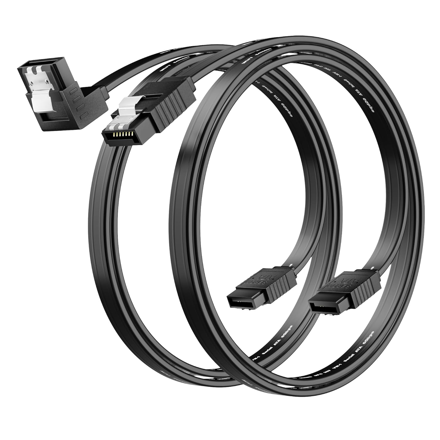 SATA Cable III 0.6FT (2-Pack), 7-Pin Right Angle and Straight Angle ...
