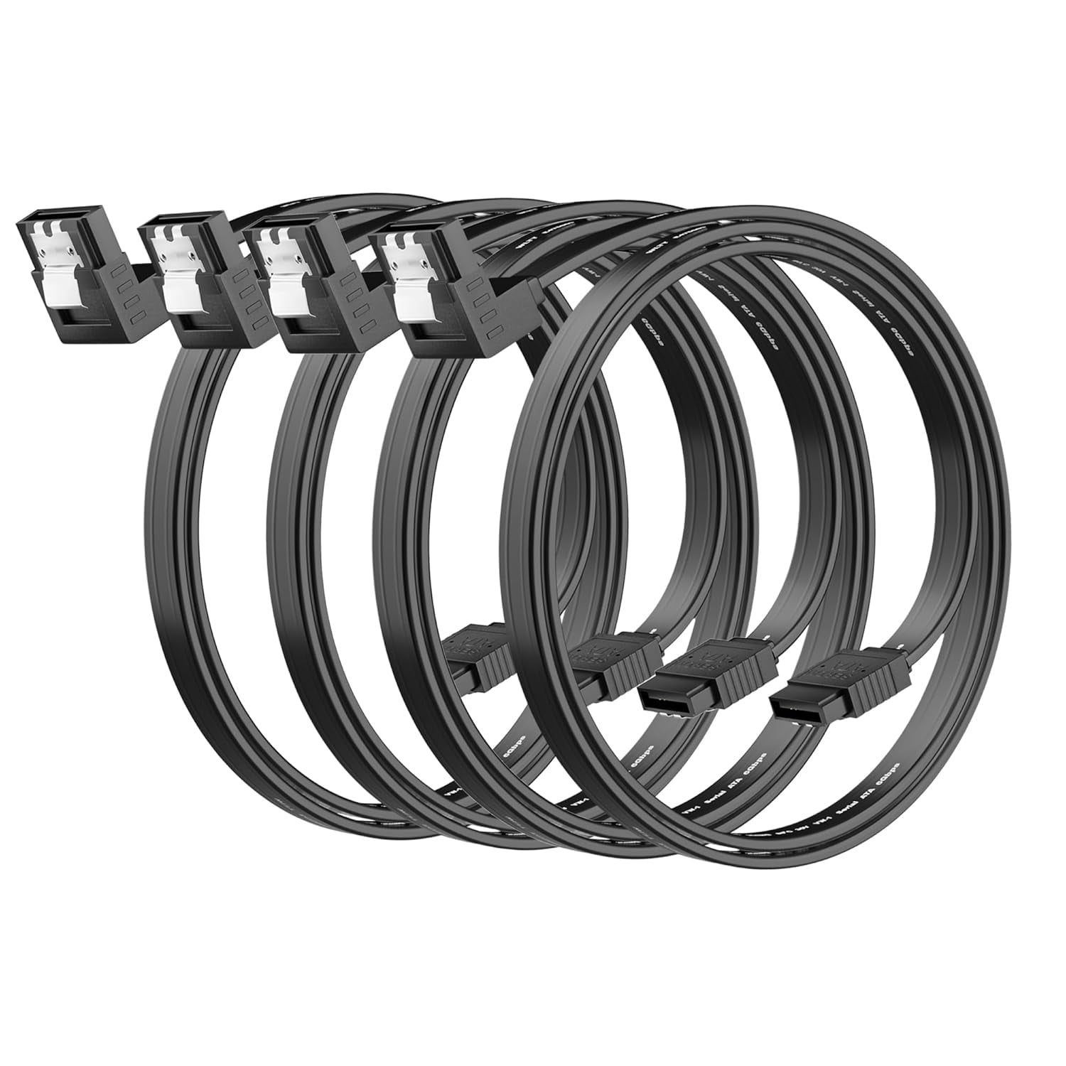 SATA Cable III 0.6FT (4-Pack), 7-Pin 90 Degree Right Angle Connector ...