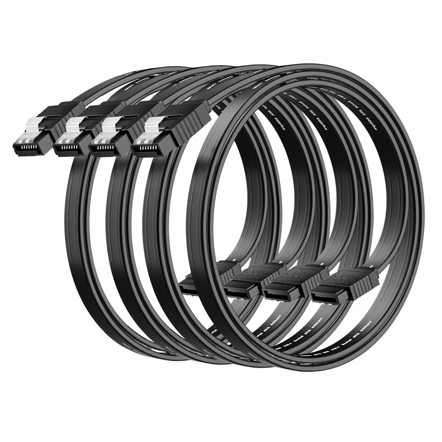 SATA Cable III 0.6FT (4-Pack), 7-Pin Straight Angle Connector, 6Gbps ...