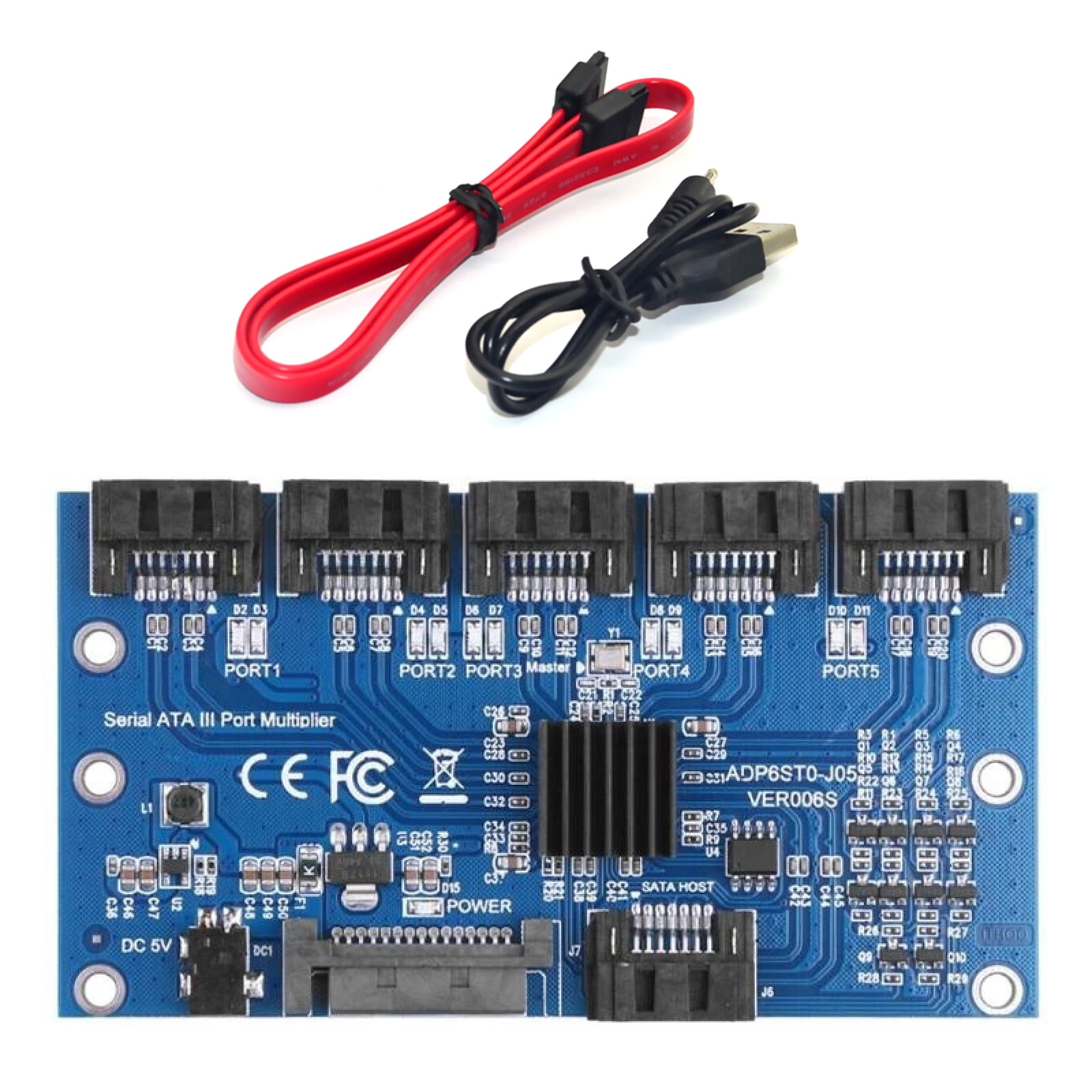 SATA Expansion Card 1 to 5 Port SATA3.0 Motherboard 6Gbps Riser Card ...