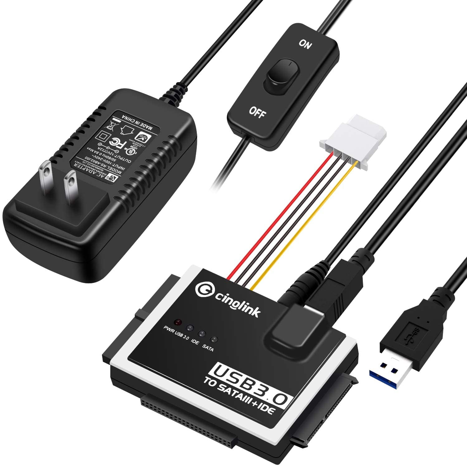 Universal SATA IDE to USB 3.0 Adapter, HDD SSD Connector Converter with ...