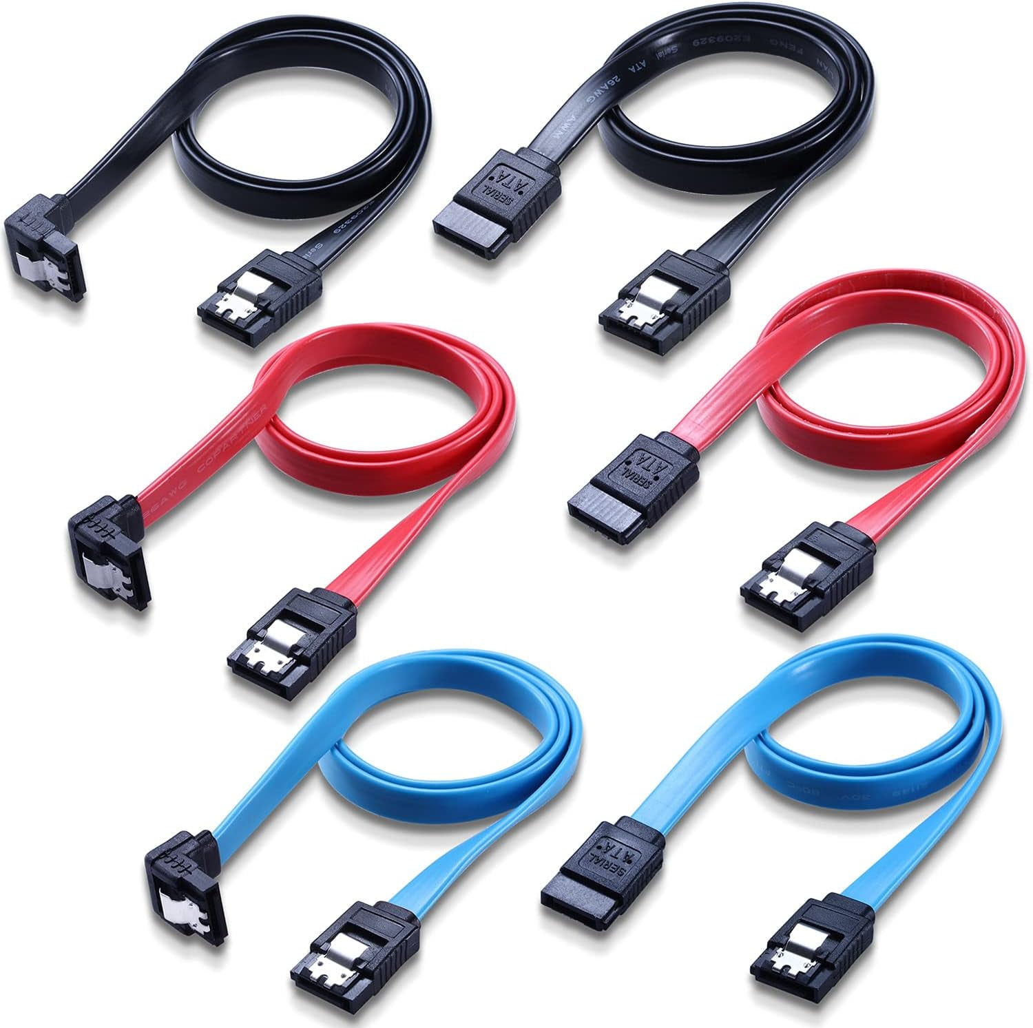 SATA III Cable 6 Pack HDD SDD Data Cable SATA III 6.0 Gbps , 18 Inches ...