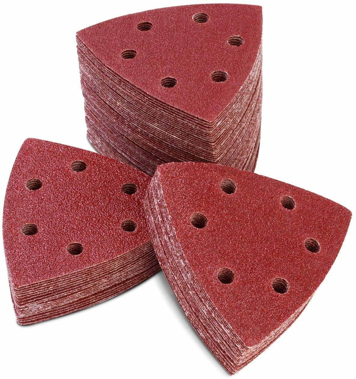 S SATC 100PCS 3-1/2 in Triangle Sanding Pads, Hook and Loop Sandpaper ...
