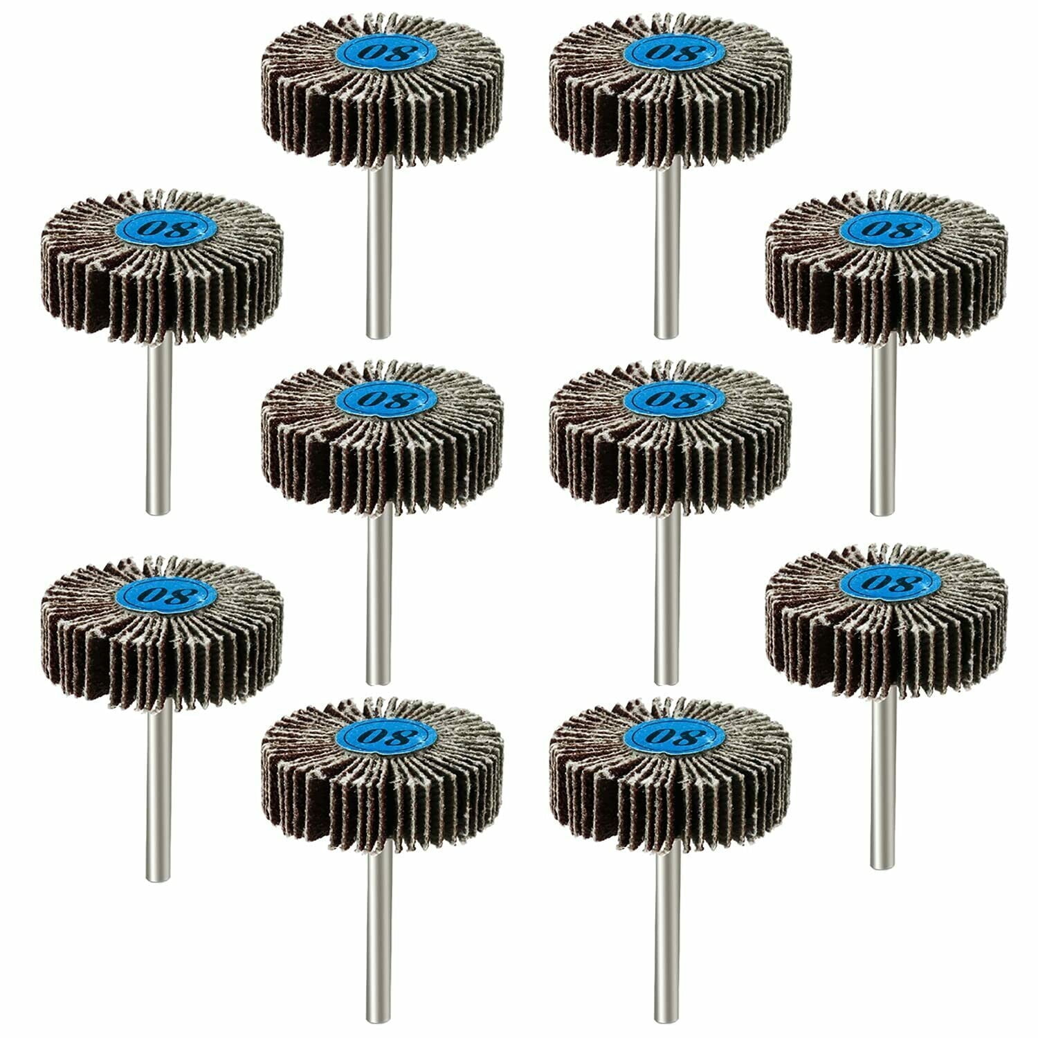 SATC 10PCS Mounted Flap Wheel Set for Dremel Rotary Tool 80 Grit ...