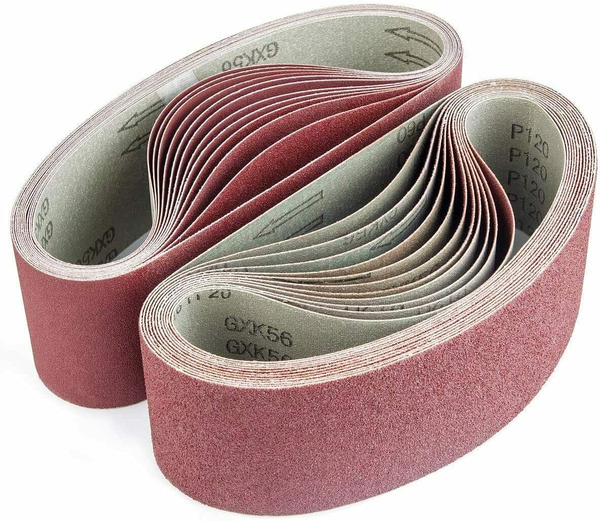 SATC Aluminum Oxide 3x21 inch Sanding Belts, 15PCS Assorted 40/80/120 ...