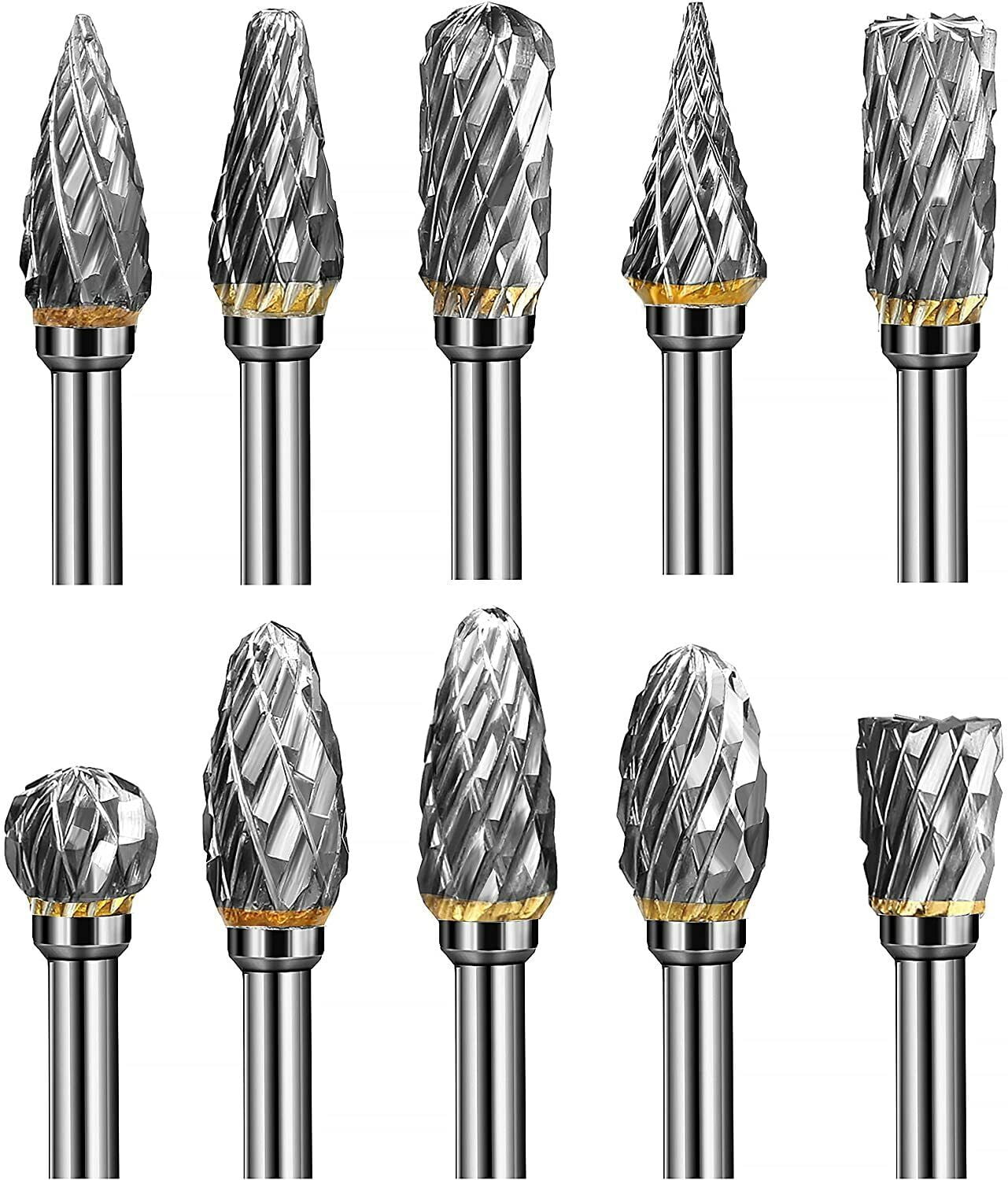 SATC Tungsten Carbide Rotary Burr Bit Set 1/8" Cutting Carving Burrs ...