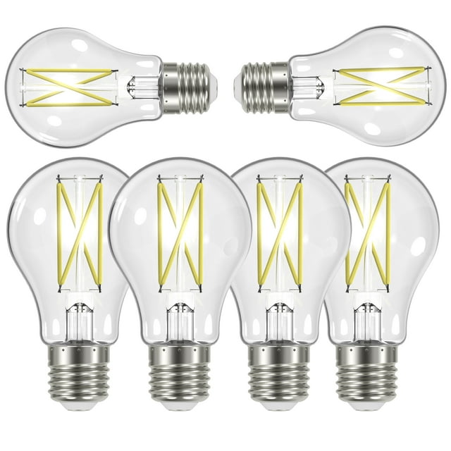 SATCO S12414 8W 120V High Lumen LED Bulb A19 E26 Medium Base 2700K (6 Pack) - Walmart.com