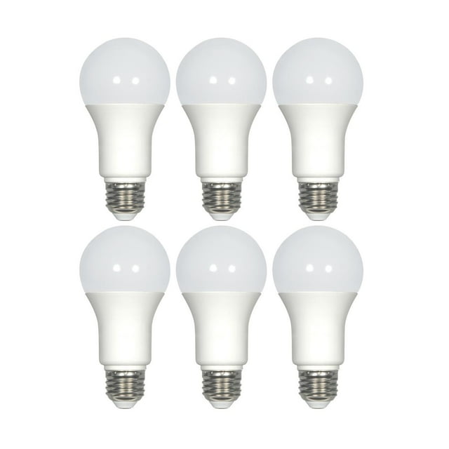 SATCO 9.8W LED A19 Bulb, E26 Medium Base, 2700K Frosted, Dim, Bright Light, 6 Pack - Walmart.com