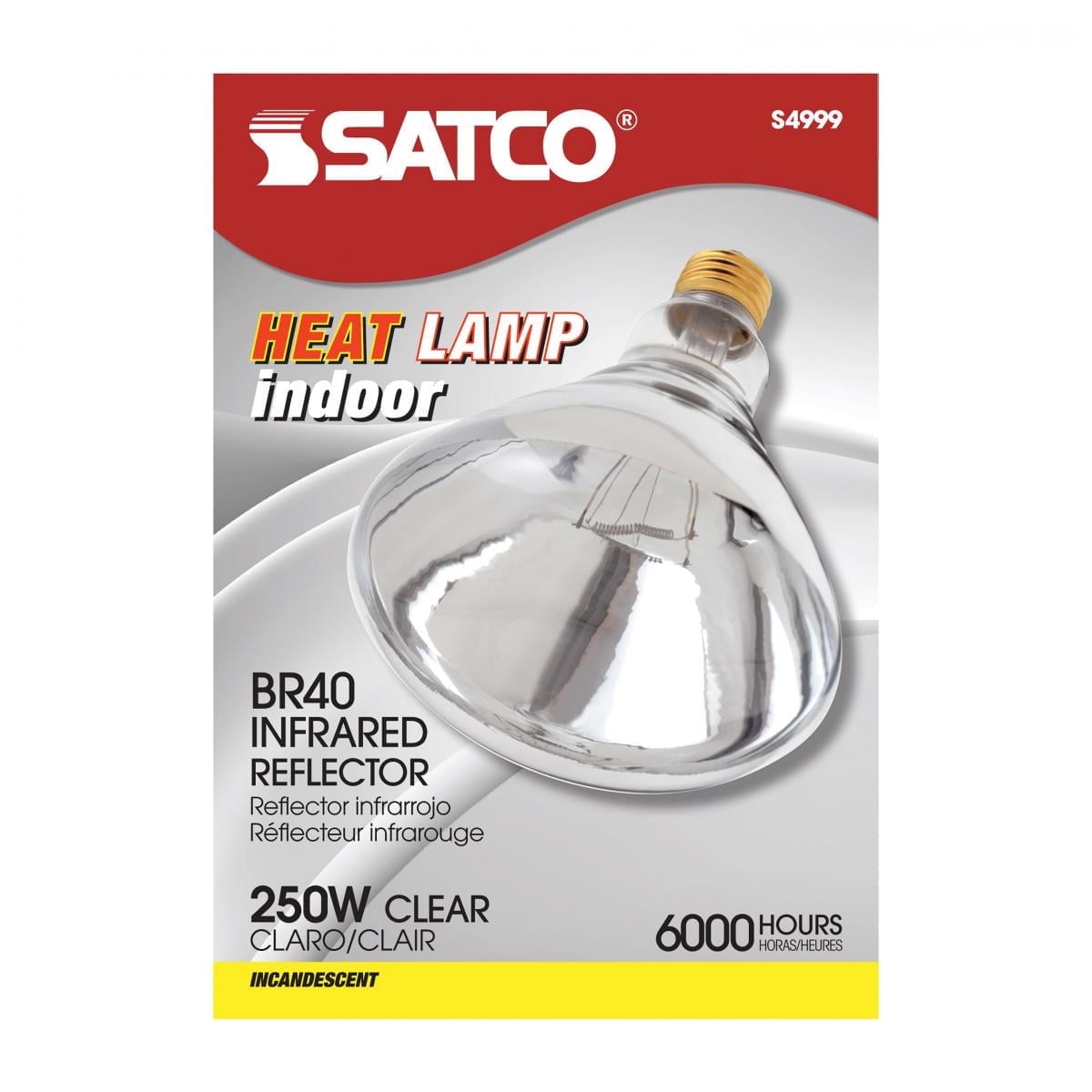 SATCO S4999 Incandescent Dimmable HEAT Lamp R40 120V 250 Watt Clear Heat E26 Base (12 Pack ...