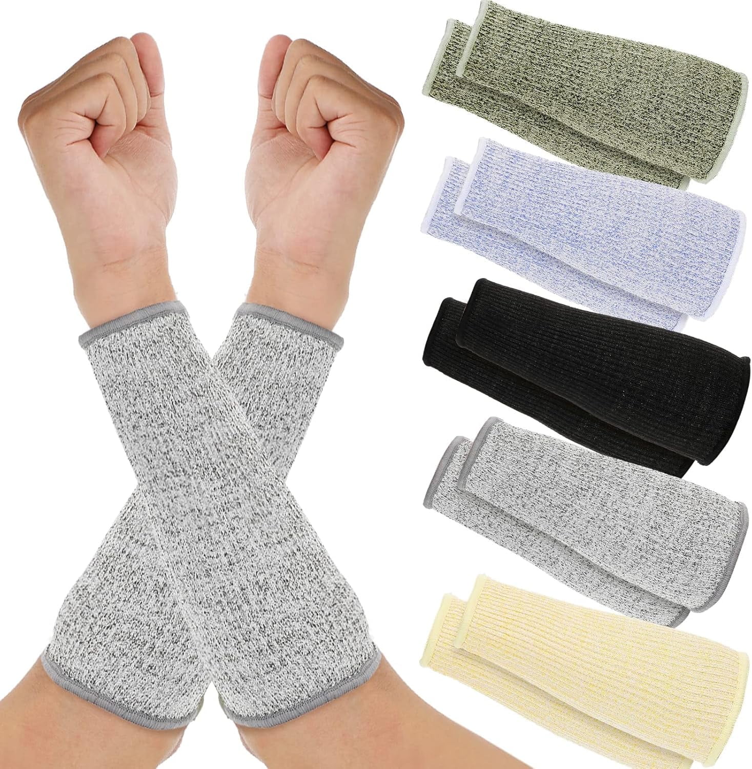 5 Pairs Cut Burn Resistant Sleeves Arm Protection Sleeves Forearm Arm ...