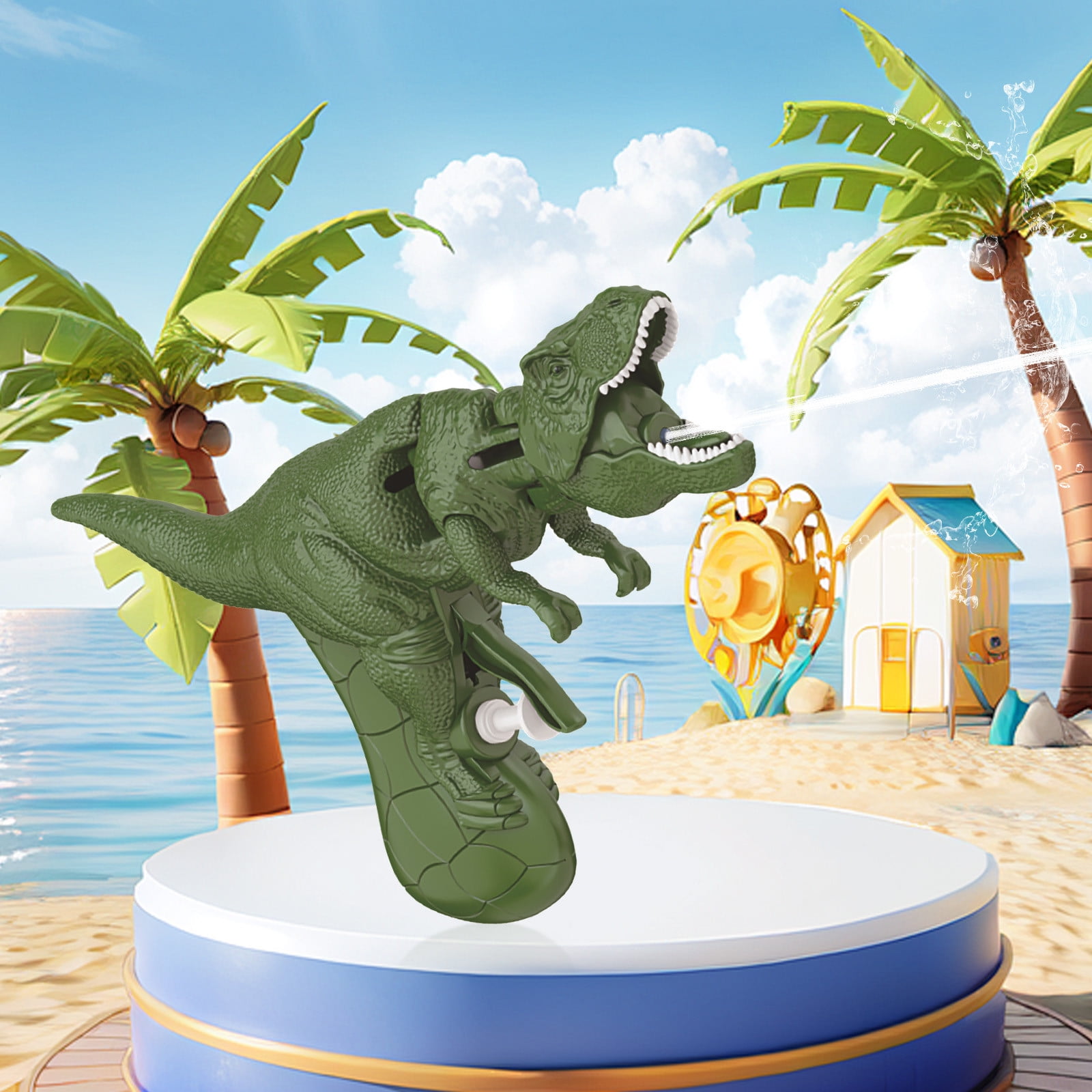 SATRINO 1 Pack Dinosaur Water Blaster Soaker Gun for Kids, Dino Pump Action Outdoor Squirt Gun ...