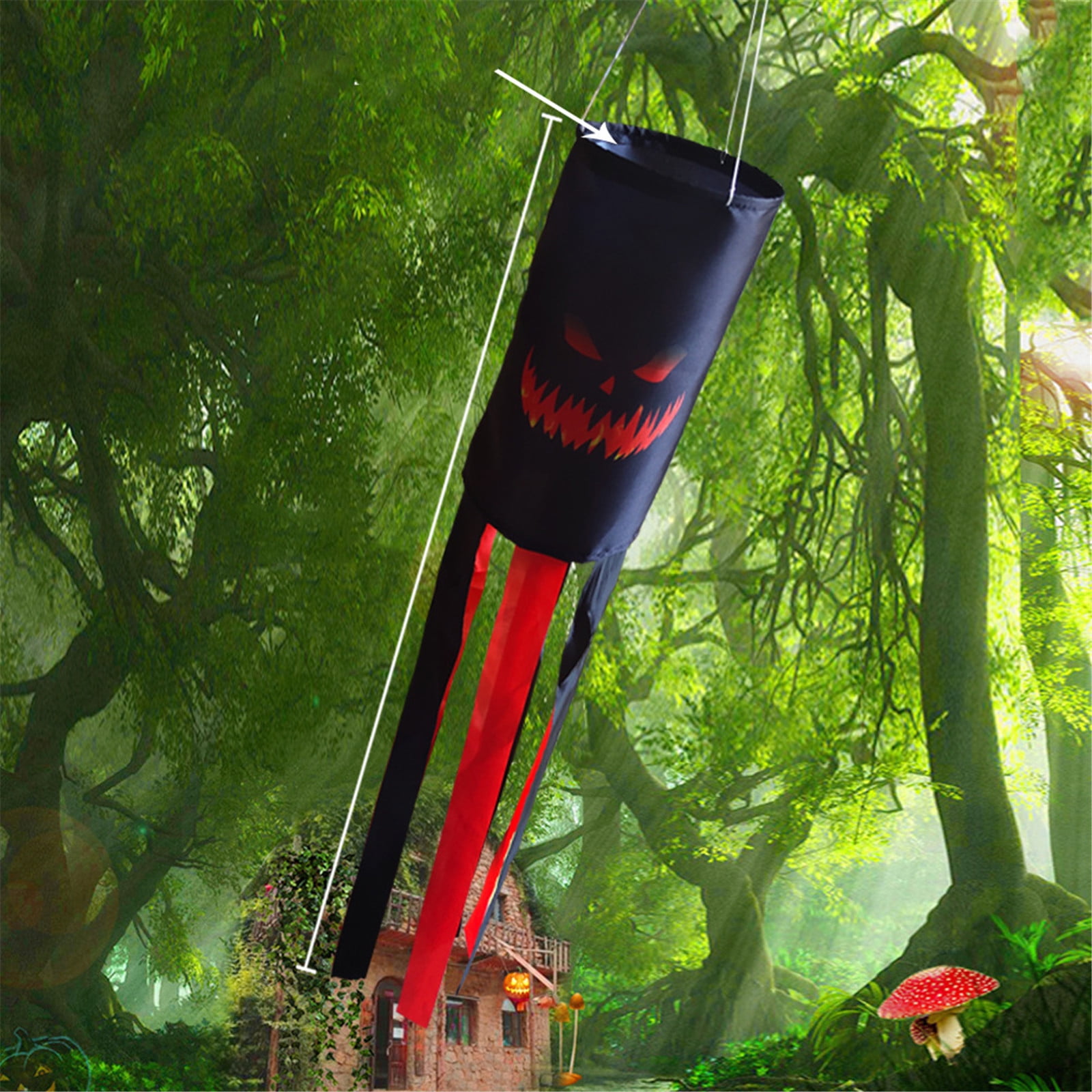 SATRINO 1 Pack Halloween Ghost Windsock Flag with Lights, 39.4 Inchs ...