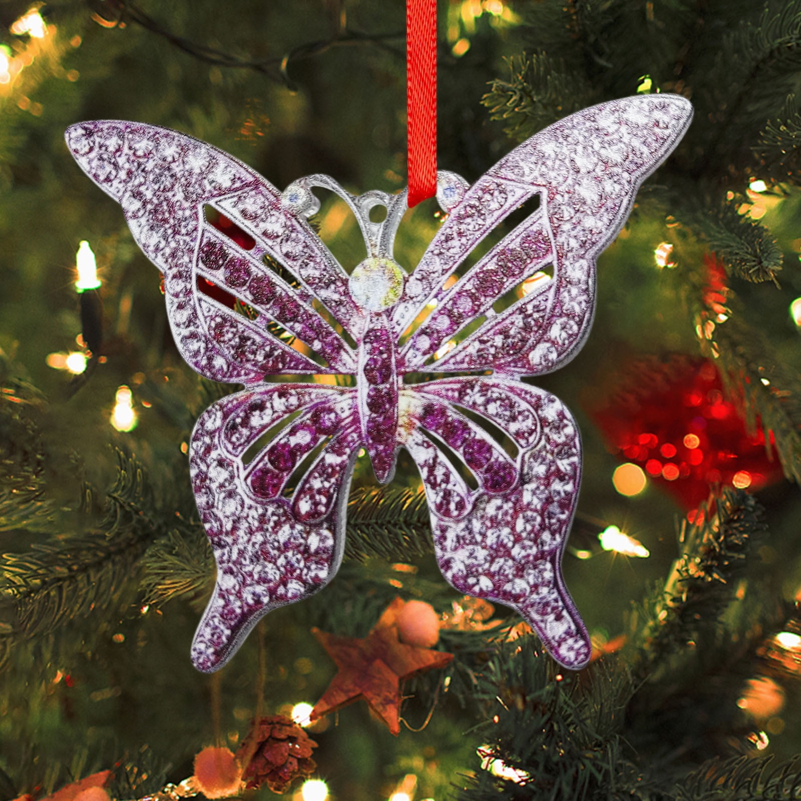 SATRINO Butterfly Christmas Ornaments 2024 Metal Butterfly Decor ...