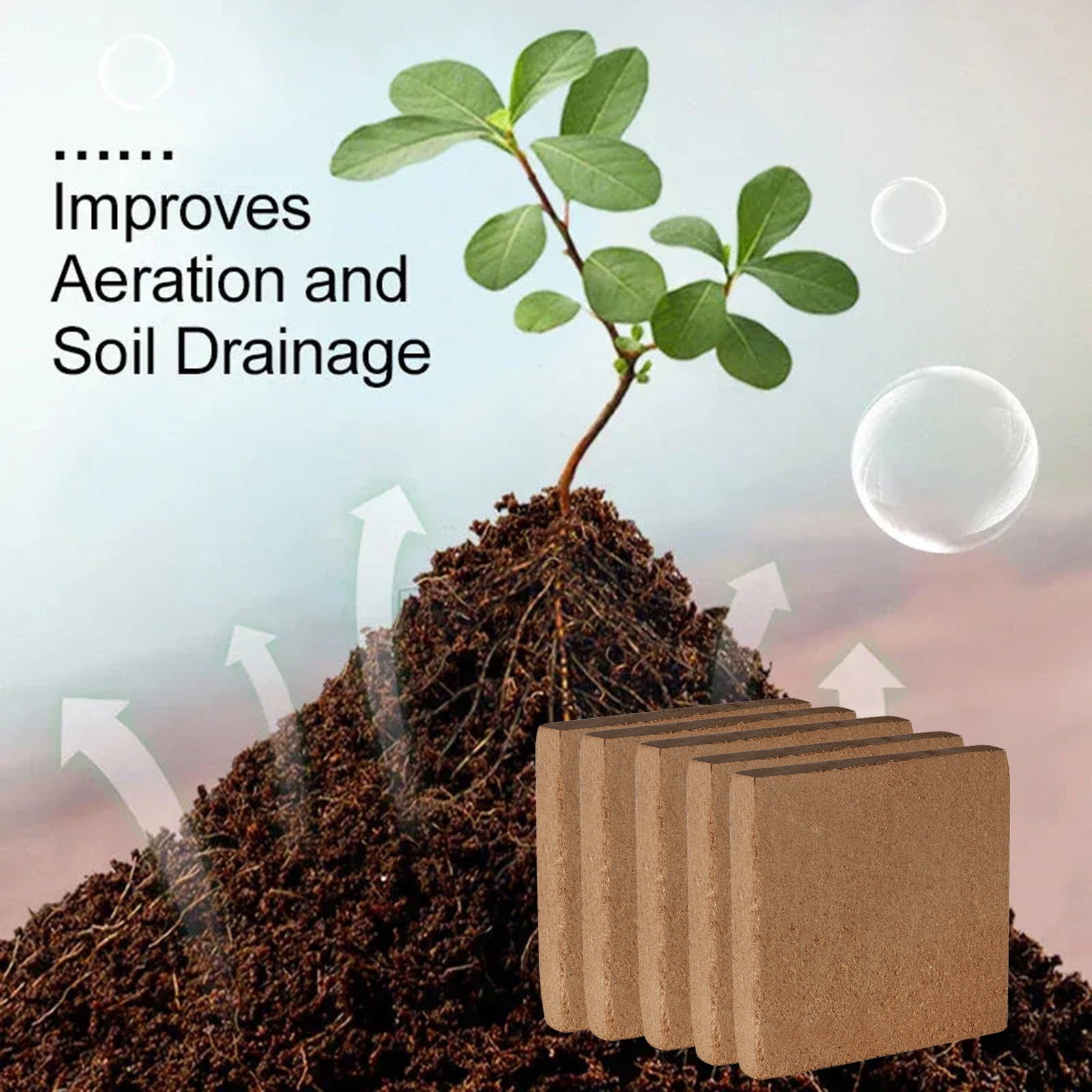 SATRINO Coco Coir Brick for Plants- 5 Pack Premium 100% Organic Peat ...