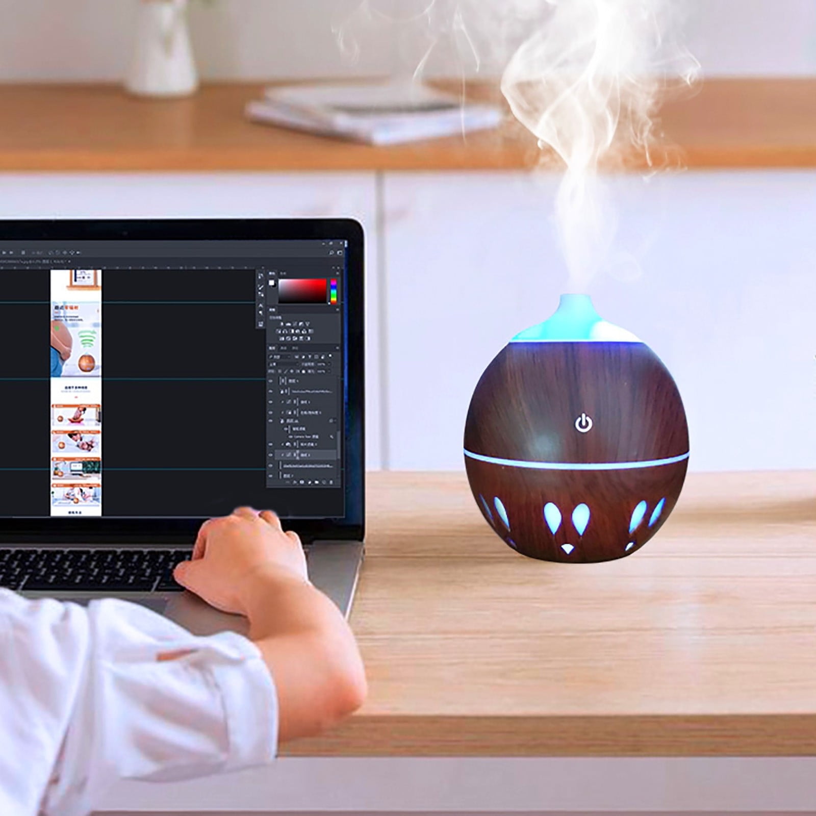 SATRINO Essential Oil Diffuser Cool Mist Humidifier 3D Glass Ultrasonic ...