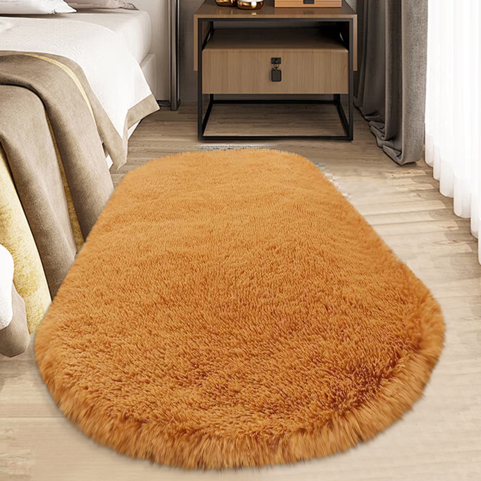 SATRINO Fluffy Bedroom Rug 24" x 63", Shaggy Area Rug for Bedroom ...