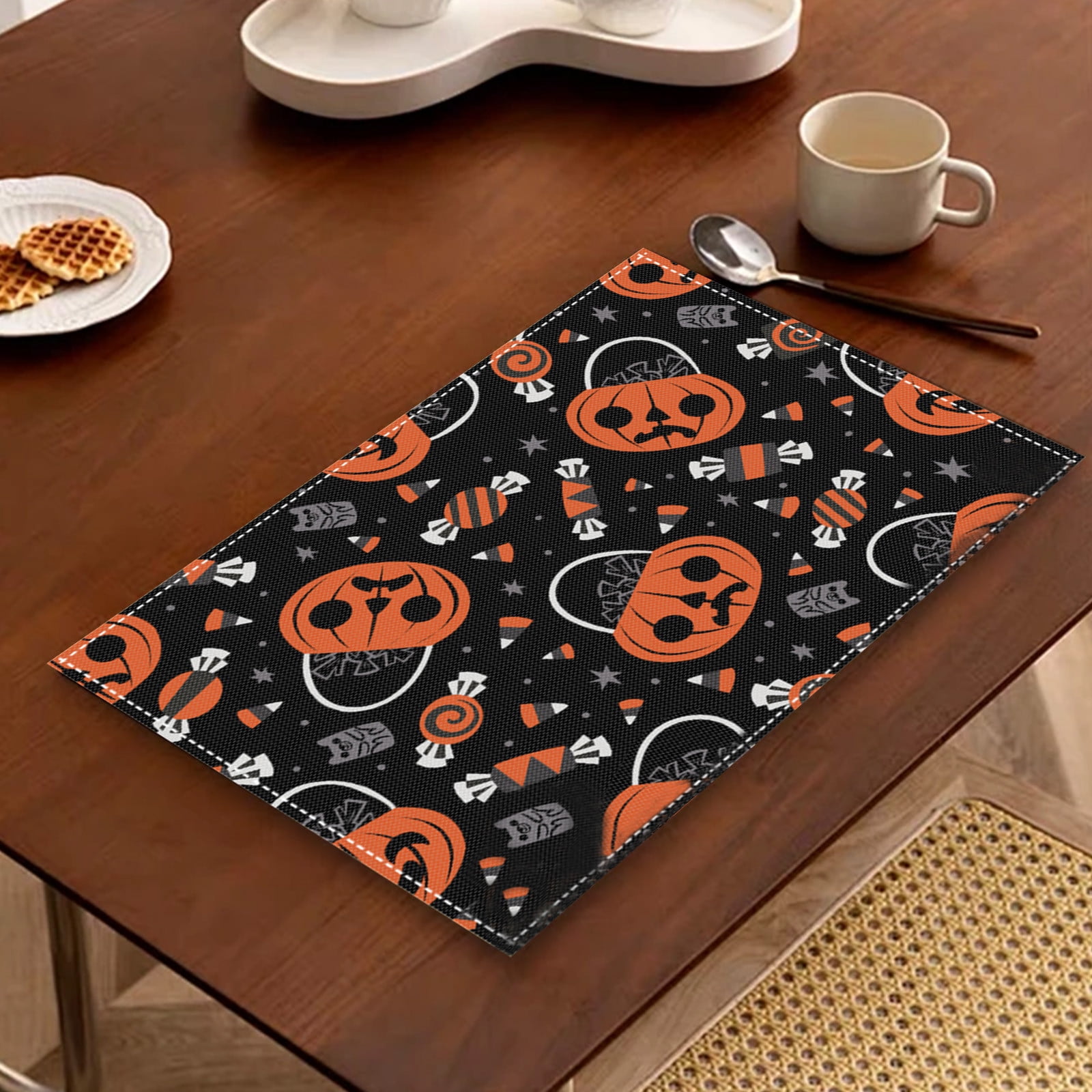 SATRINO Halloween Placemats Set of 1 Pumpkins Plastic Table Mats Happy ...