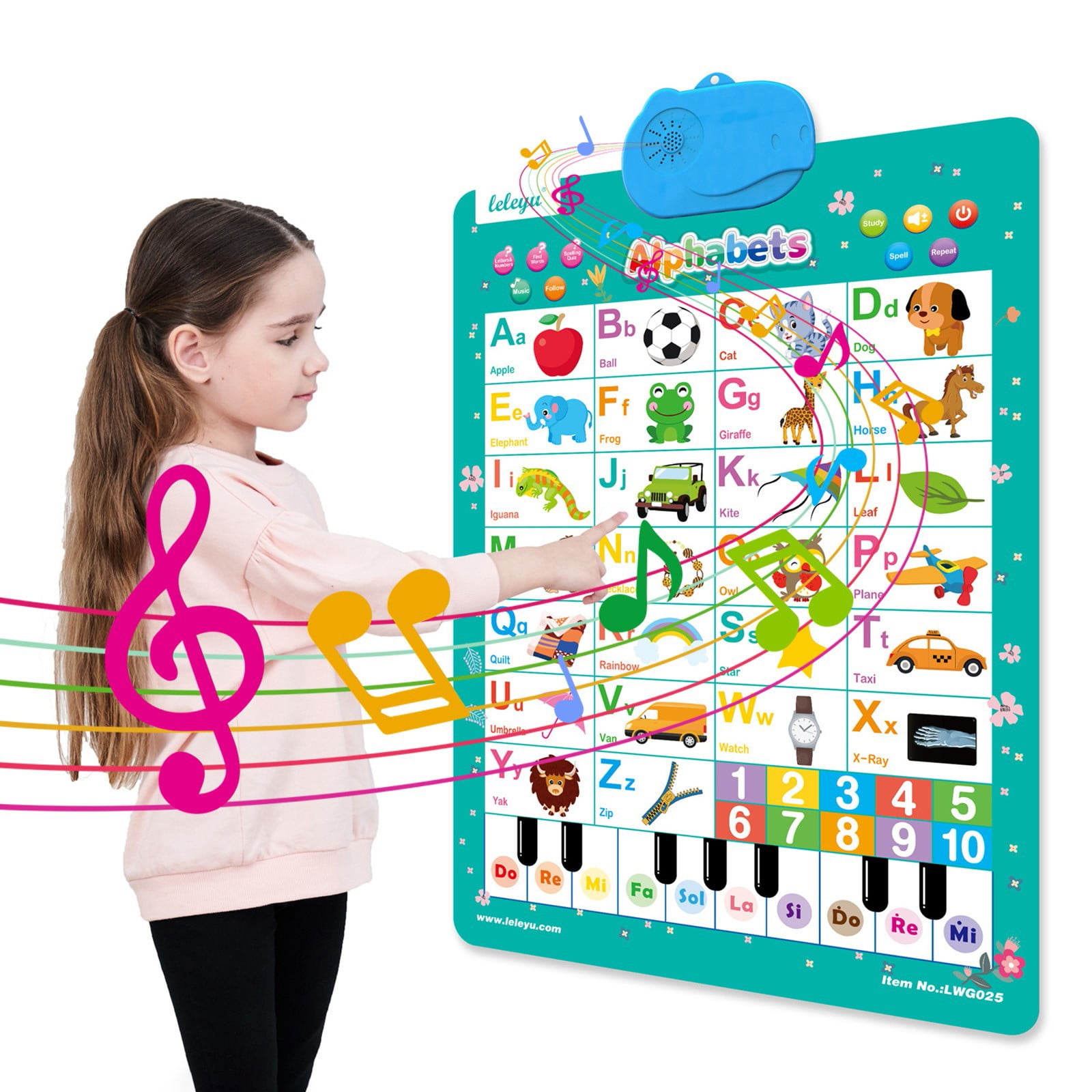 SATRINO Interactive Alphabet Wall Chart | Talking ABCs & 123s Music ...