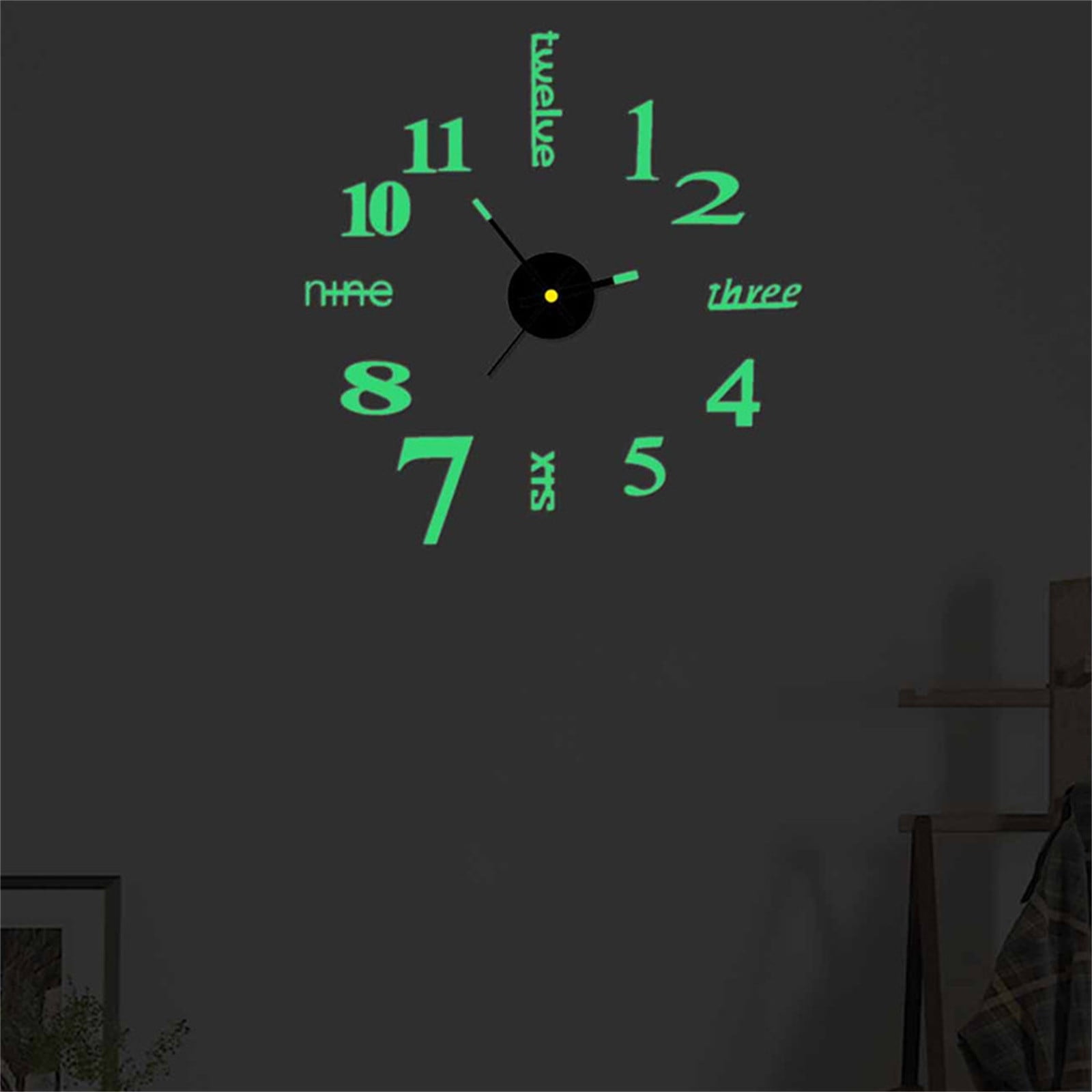 SATRINO Luminous Large 3D Frameless Wall Clock Stickers DIY Wall ...