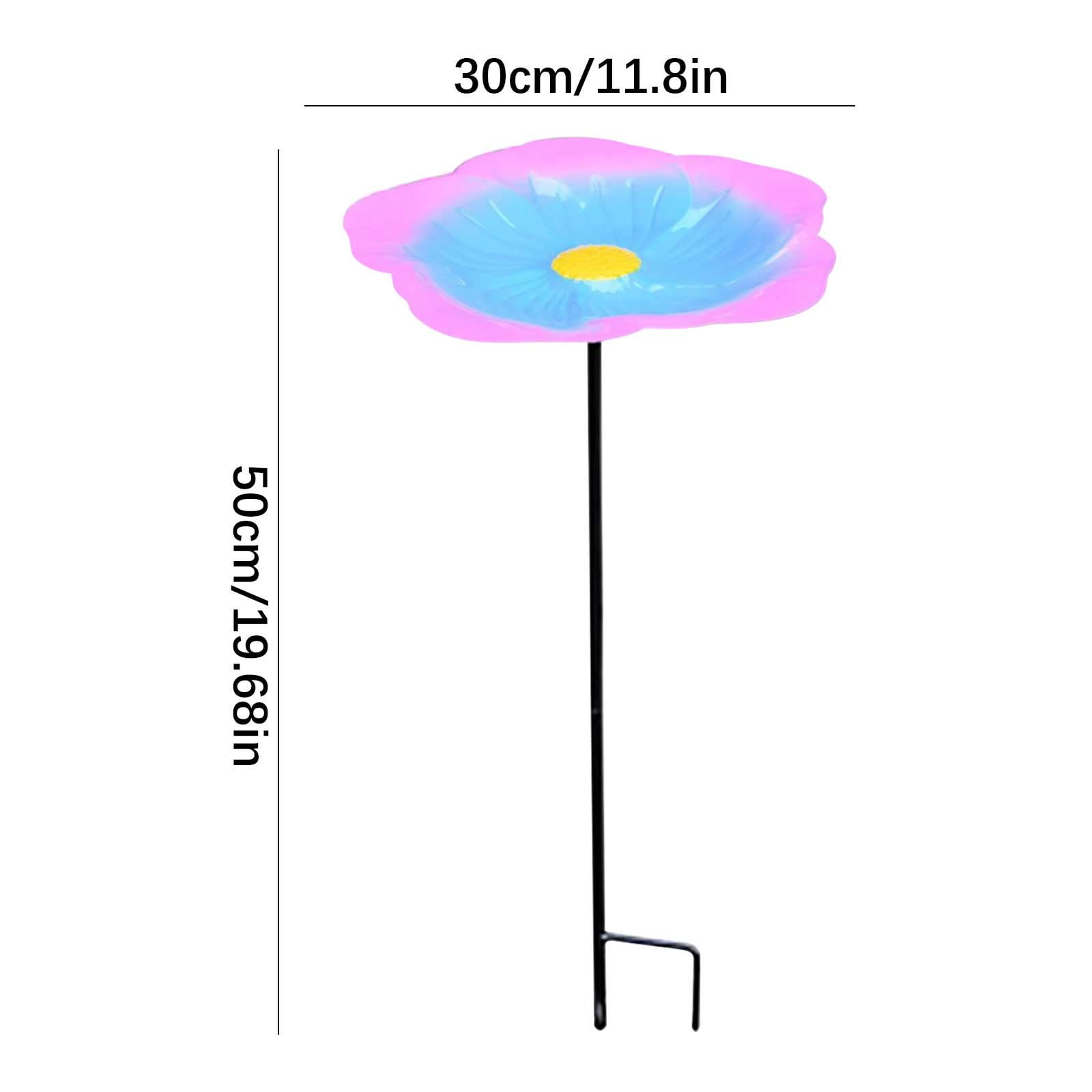 SATRINO Outdoor Bird Baths, Glass Birdbaths Bird Feeder with Metal ...