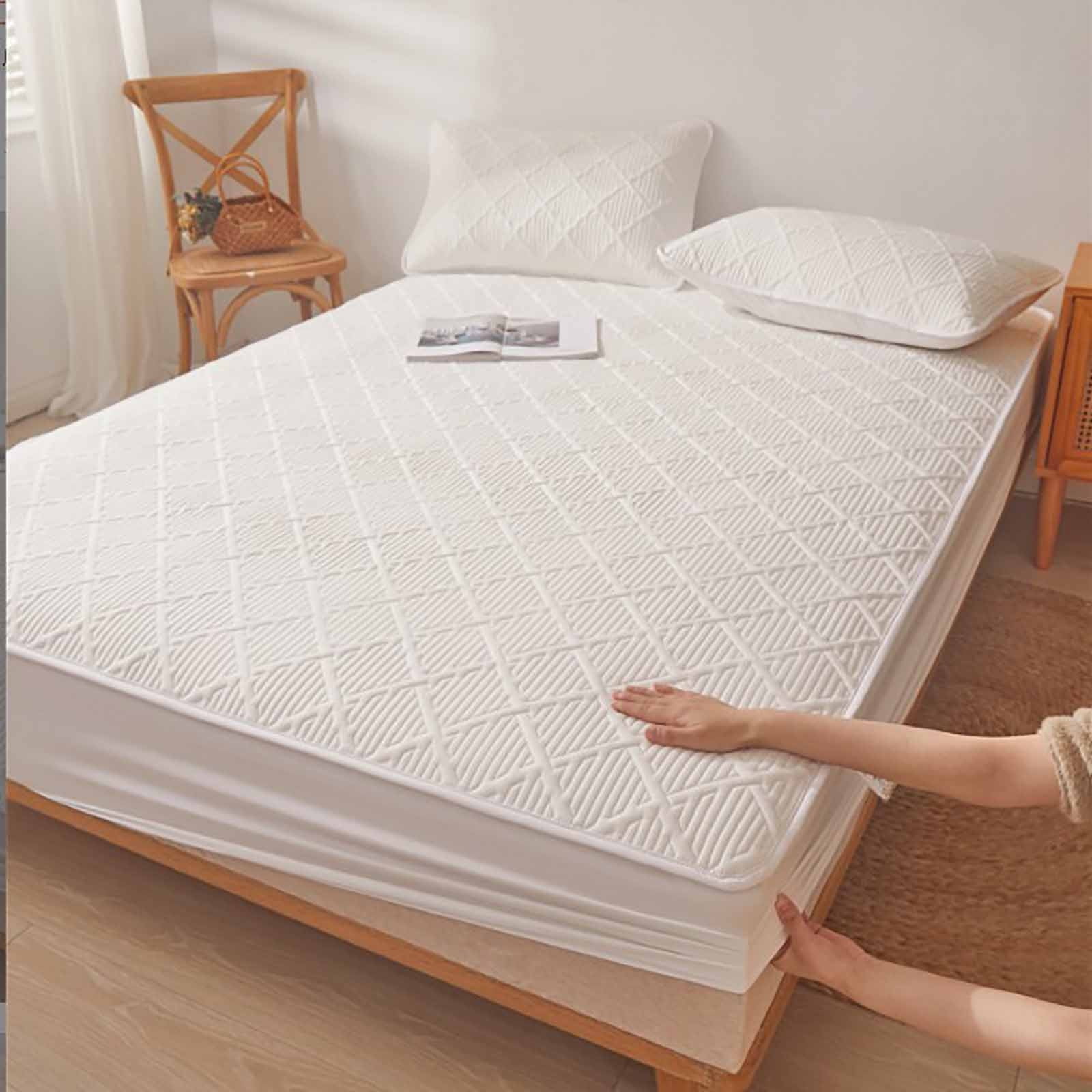 SATRINO Queen Mattress Cover Waterproof, Quilted Fitted Mattress Pad ...