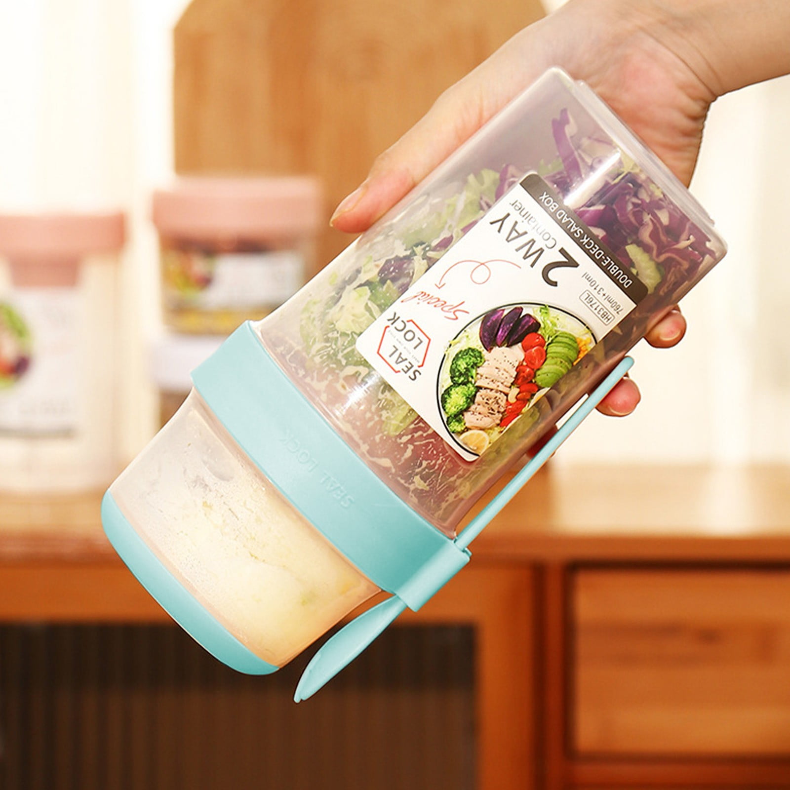 SATRINO Salad Lunch Container To Go, Salad Bowls with 3 Compartments ...