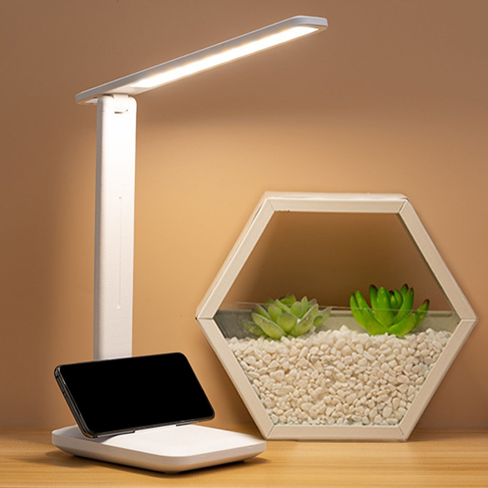 SATRINO White Desk Lamp for Home Office,Portable Small Desk Lamp with 3 ...