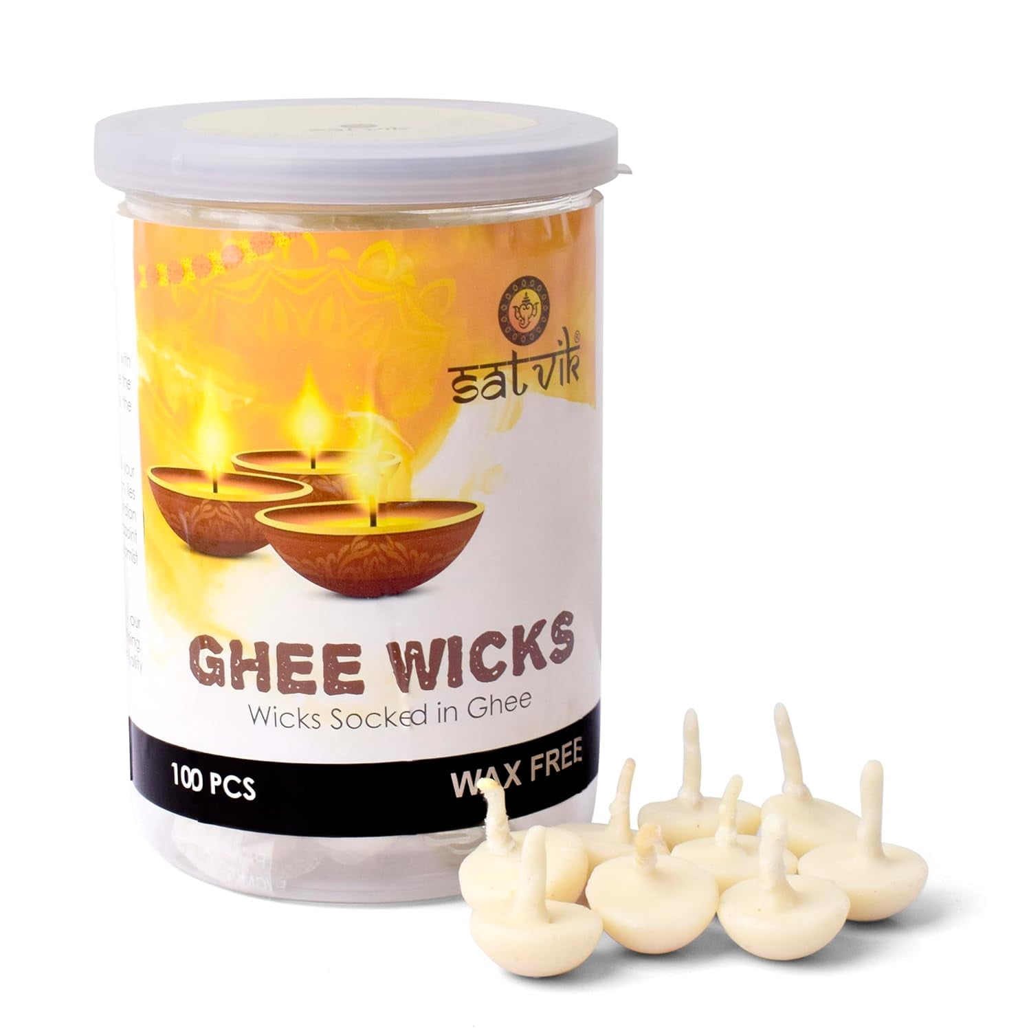 SATVIK 100 Pcs Pure Ghee Wicks for Puja Pooja for Home and Mandir Nitya ...