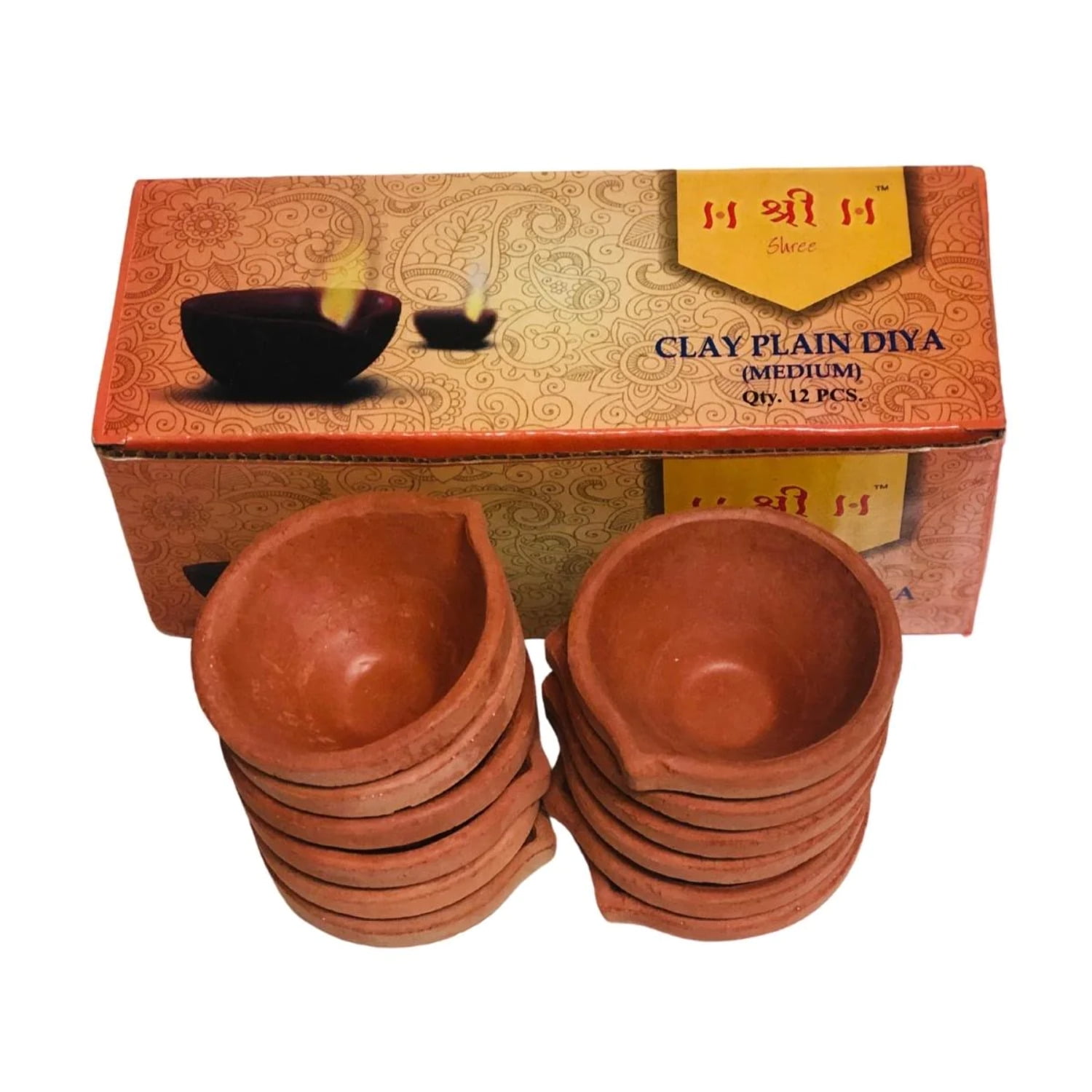 SATVIK 12 Pc Set Clay Diya Diwali Dia with Cotton Wicks for Puja Pooja ...