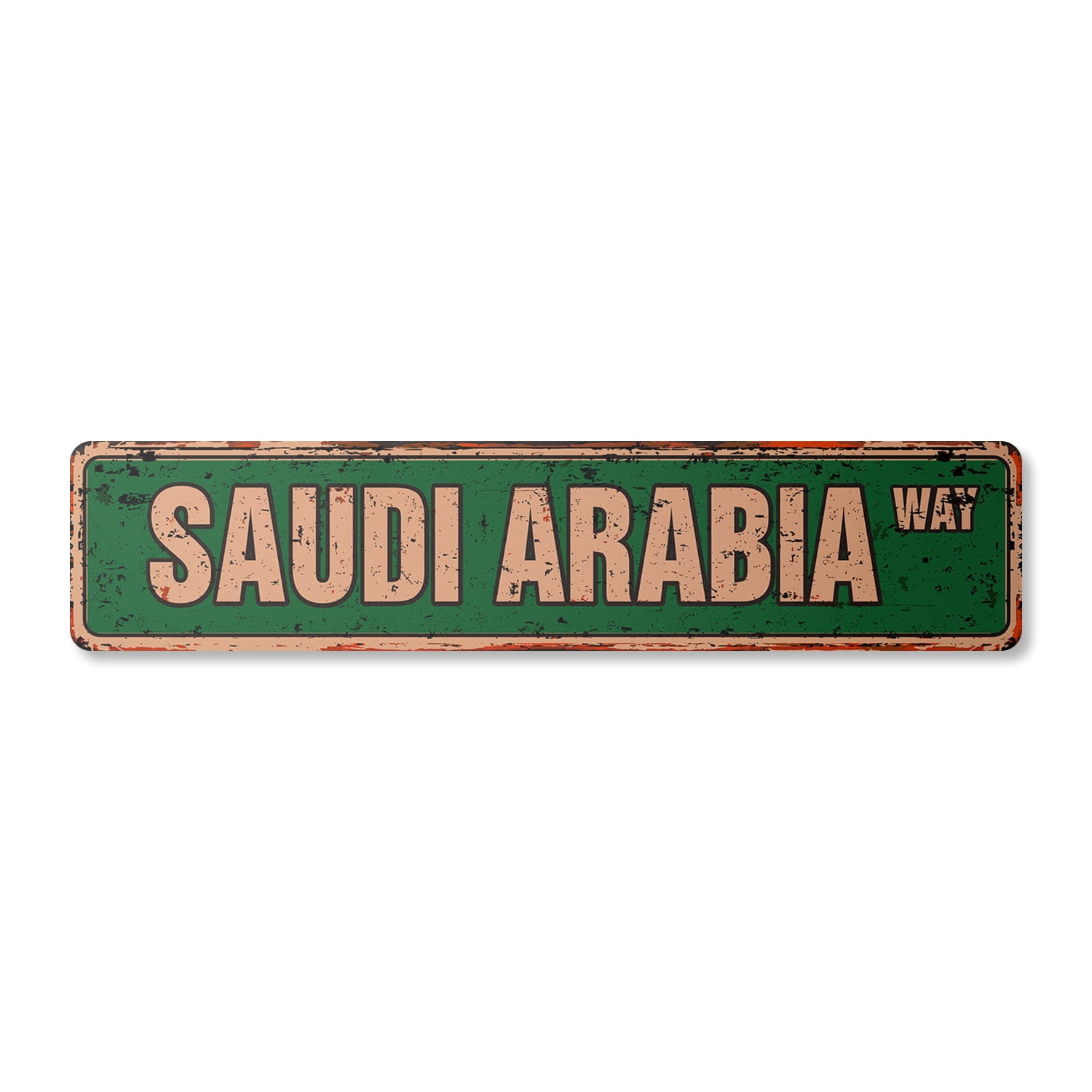 SAUDI ARABIA FLAG Vintage Plastic Street Sign arabian national nation ...