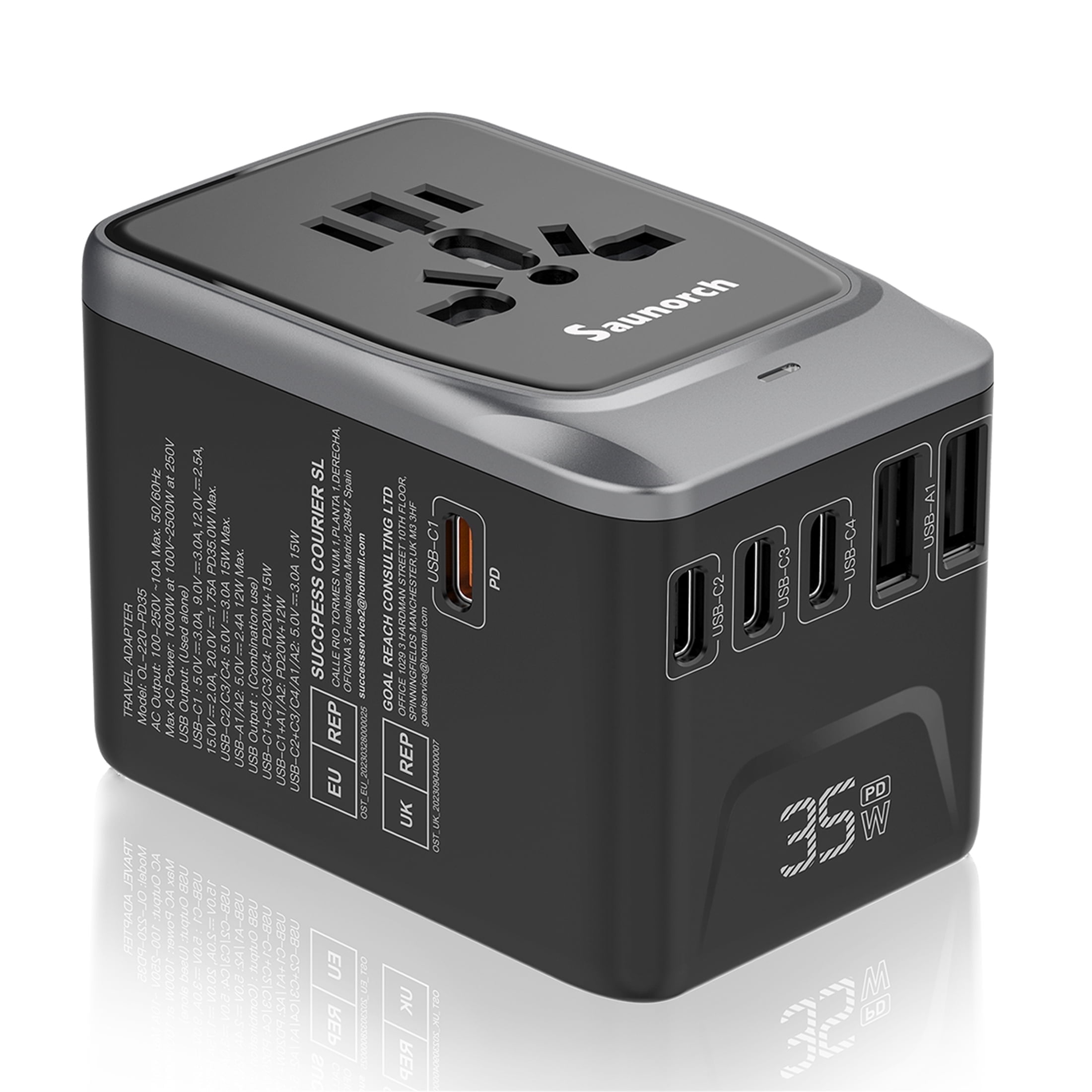 SAUNORCH Universal Travel Adapter One International Wall Charger AC ...